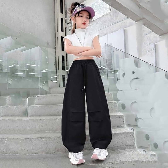 CAIVO Child Summer Cargo Pants For Girls Lightweight Casual Trousers ...