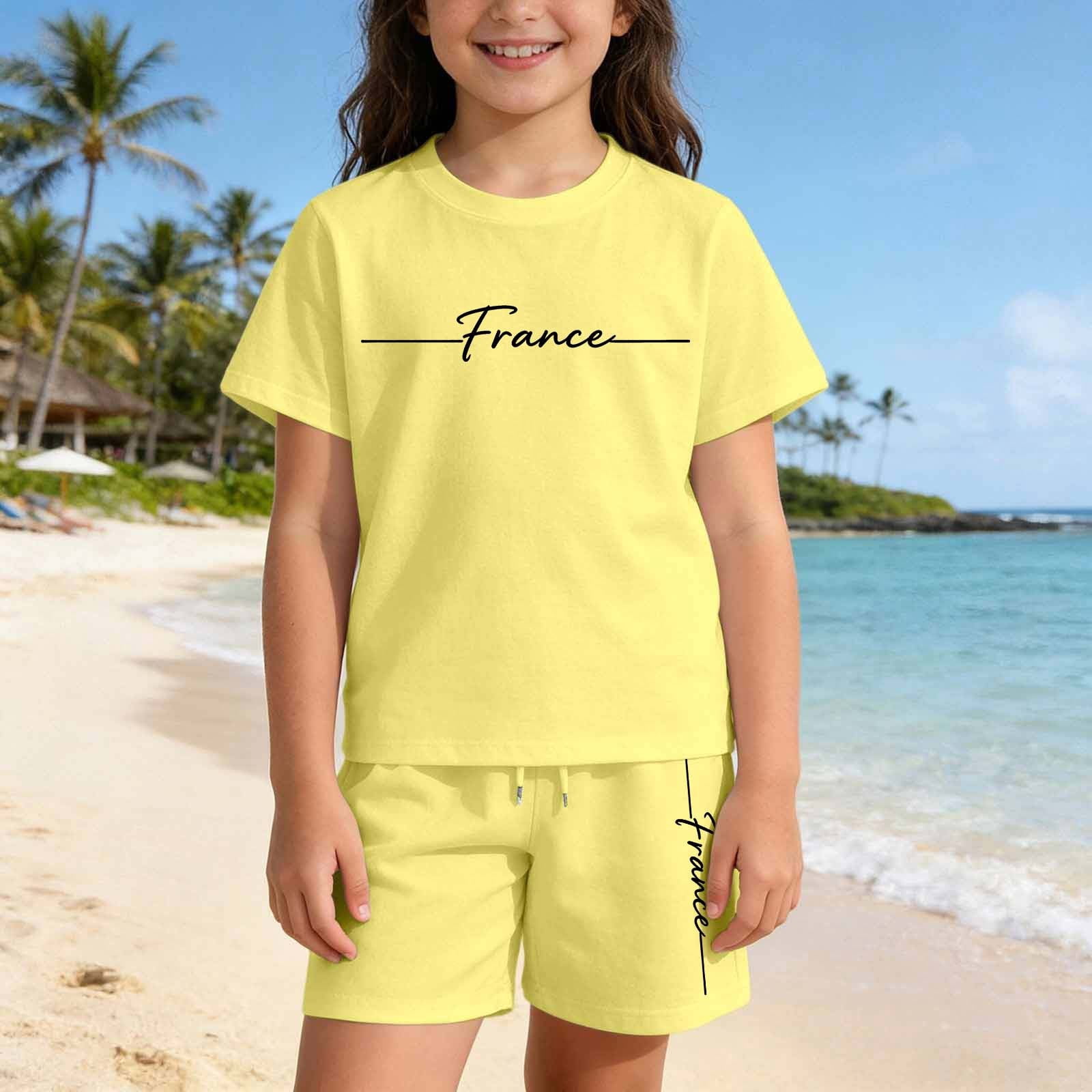 CAIVO Children Boys Girls O-Neck Short Sleeve T-Shirts With Shorts With ...