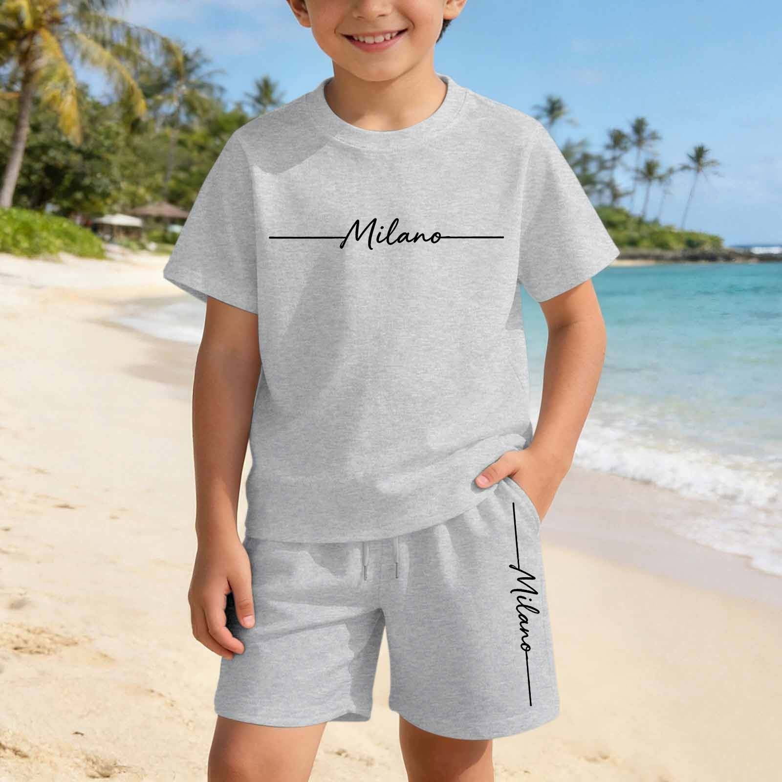 CAIVO Children Casual Letter Print Matching Kids Lightweight O-Neck ...