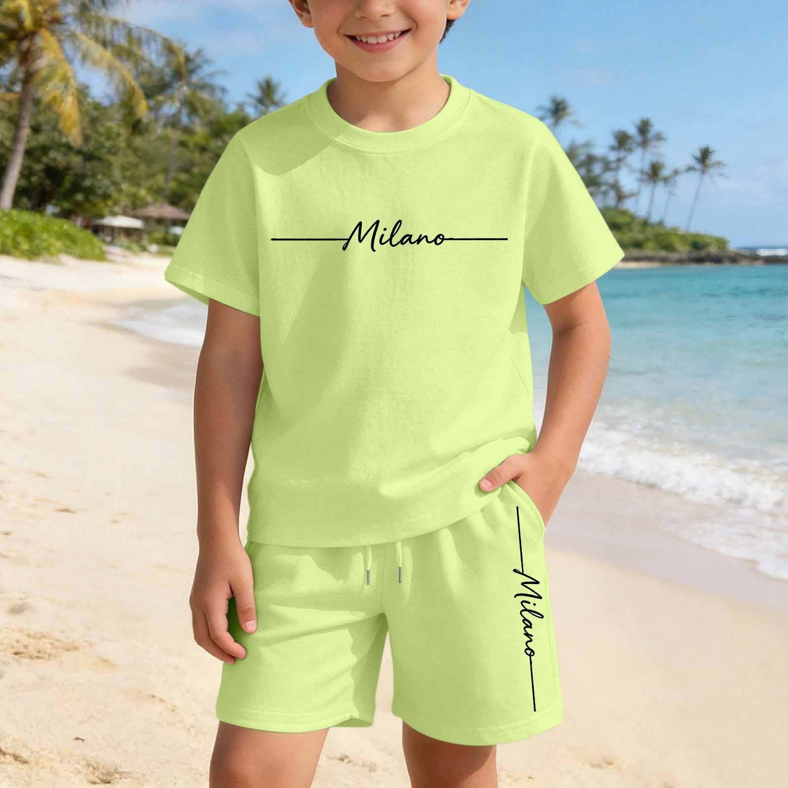 CAIVO Children Casual Letter Print Matching Kids Lightweight O-Neck ...