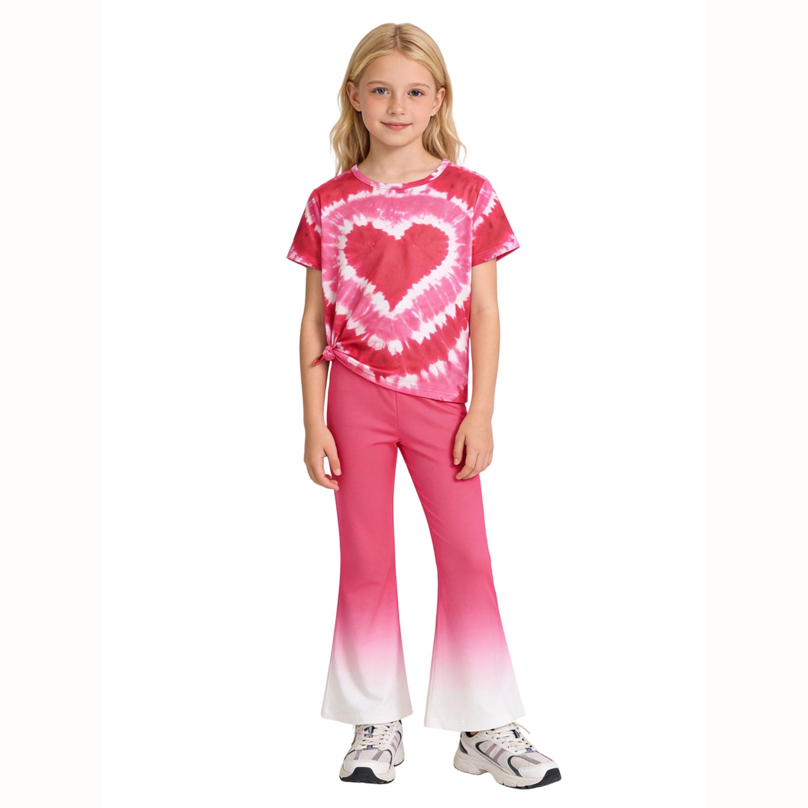 CAIVO Children Girls Flare Pants Outfit Sets Fashion O-Neck Short ...