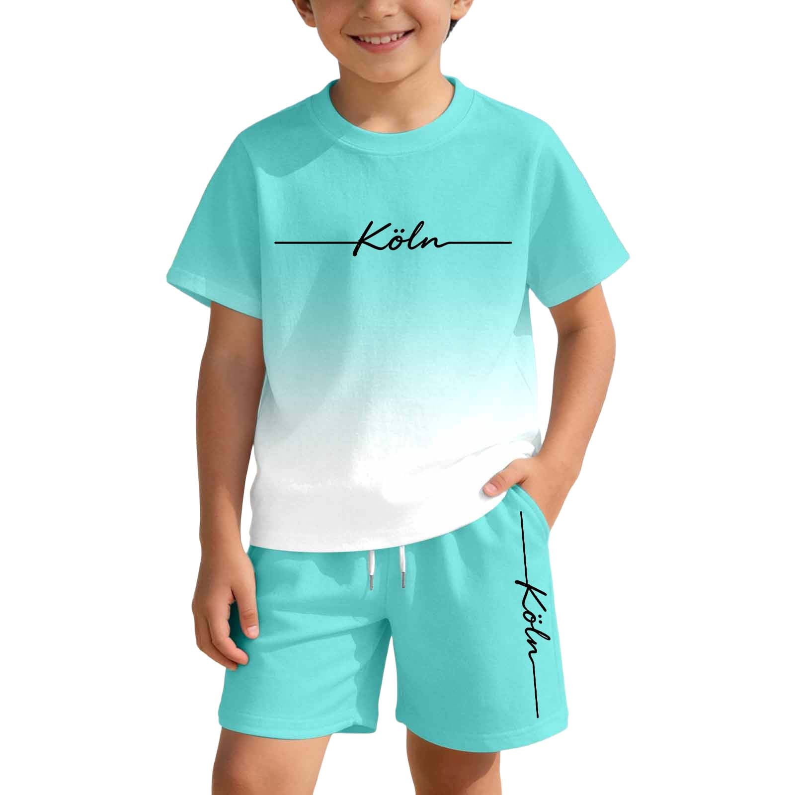 CAIVO Children O-Neck Short Sleeve T-Shirts With Shorts Bright Summer ...