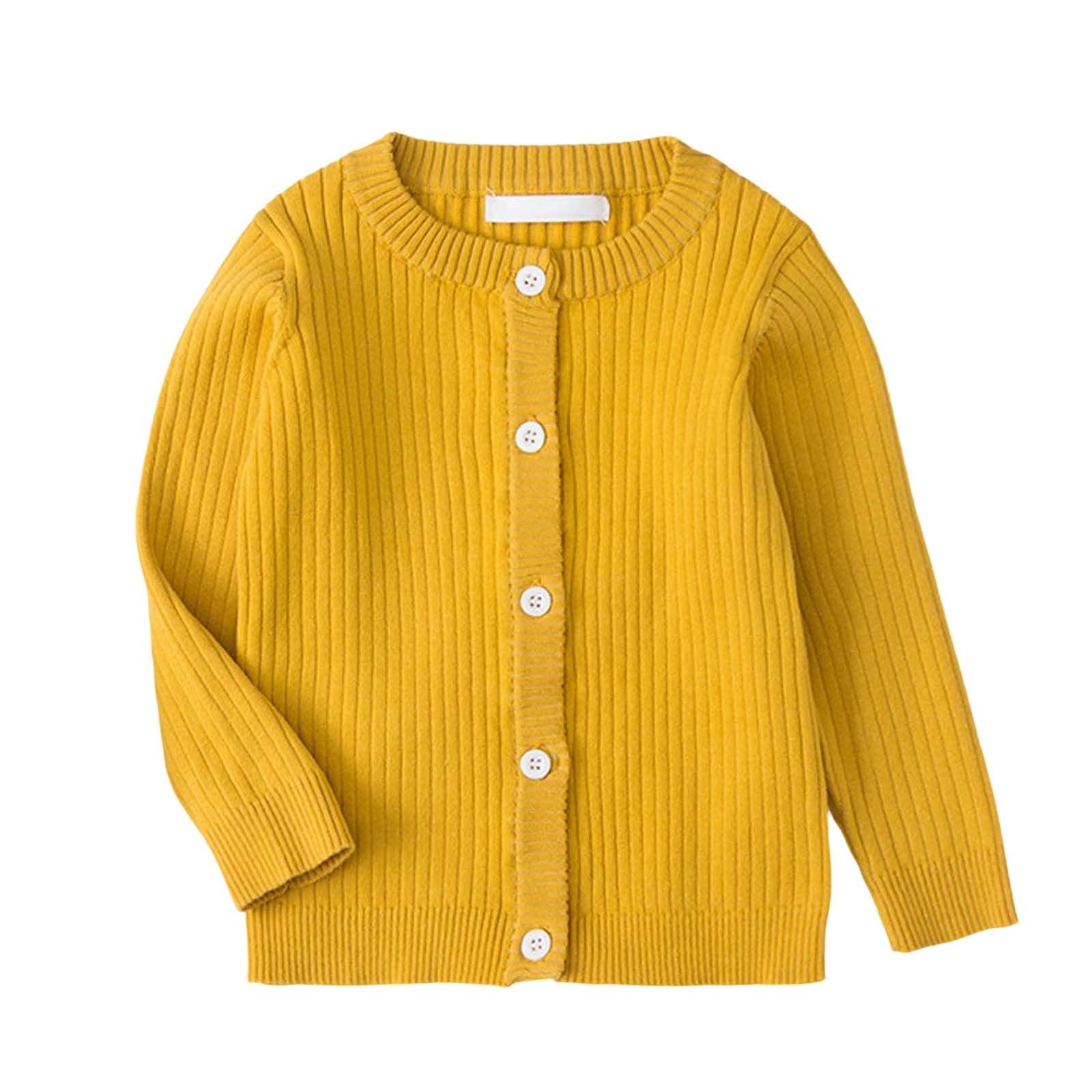 CAIVO Children Solid Color Striped Knitting Cardigan Coats Sweater Long ...