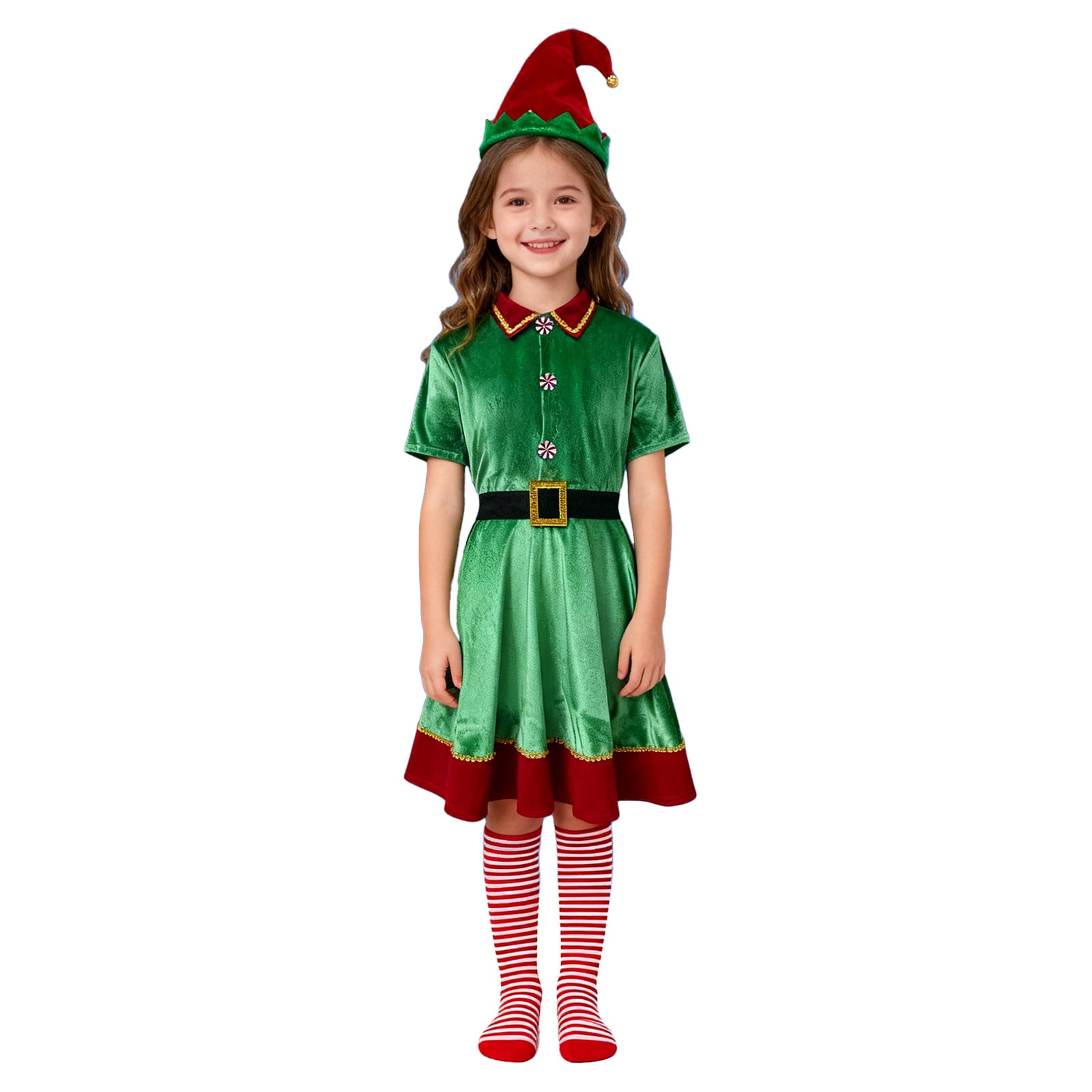 CAIVO Christmas Outfit Sets Girl Kids Short Sleeve Child Holiday Dress ...