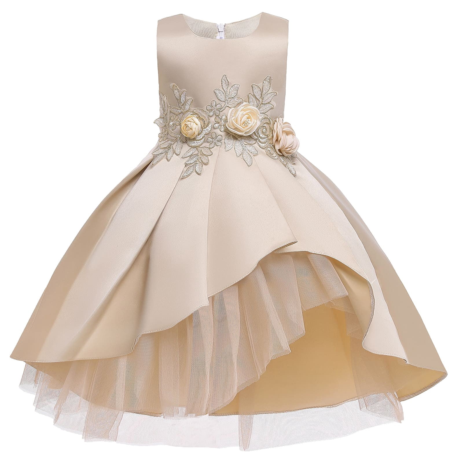 CAIVO Elegant Girls Sleeveless Dress Vests Gown Girl Performance Tail ...