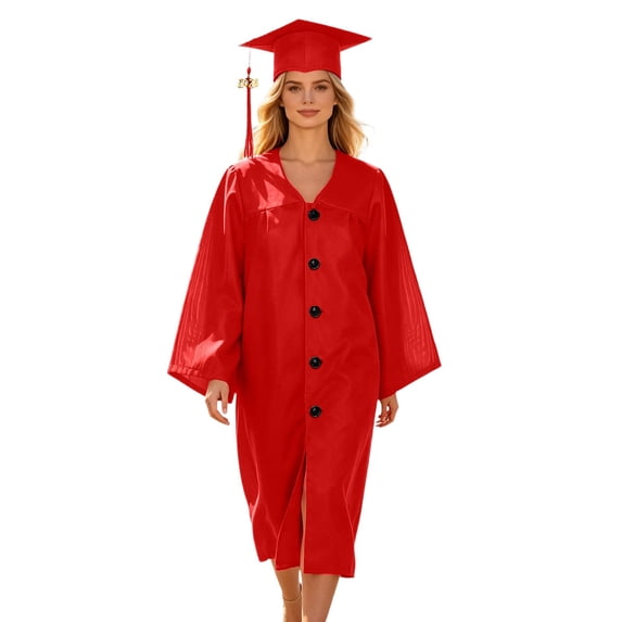 CAIVO Elegant Graduation Gown And Cap For Adults Formal Commencement ...