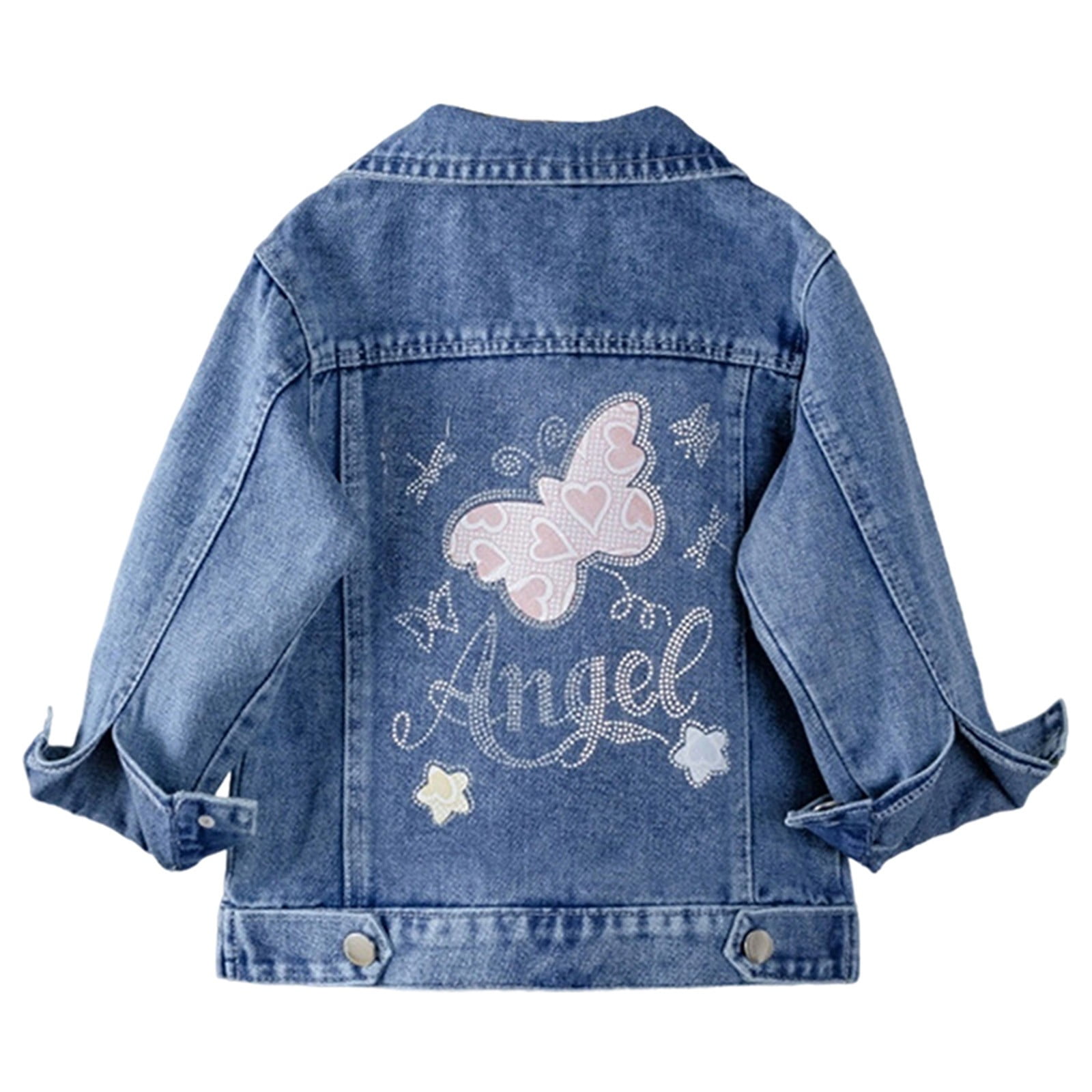 CAIVO Girl Embroidery Denim Jackets Long Sleeve Classic Blue Jean ...