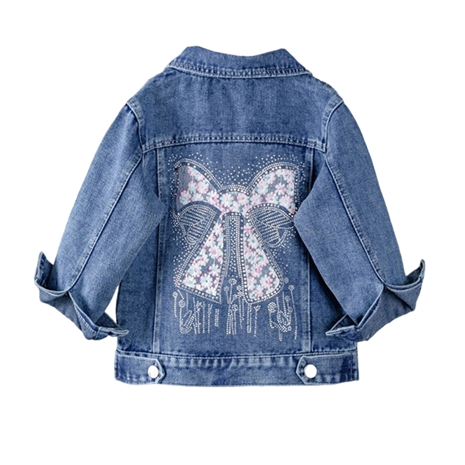 CAIVO Girl Embroidery Denim Jackets Long Sleeve Classic Blue Jean ...