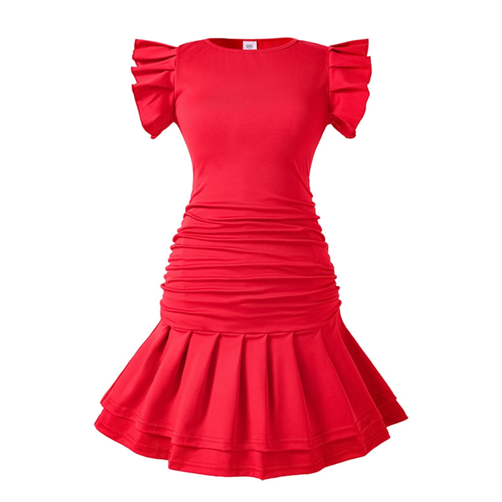 CAIVO Girls Bodycon Short Ruched Pencil Dresses Fitted Sleeveless Tank ...