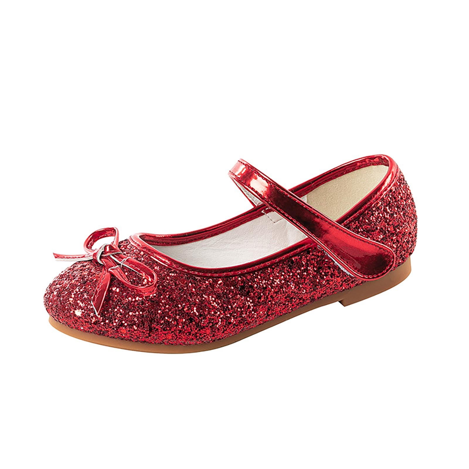 CAIVO Girls Bow Sneakers With Closure Sequined Flat Shoes Dance Daily ...
