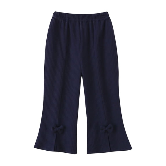 CAIVO Girls' Bowknot Solid Color Knitted Stripe Pants With Bow Details ...
