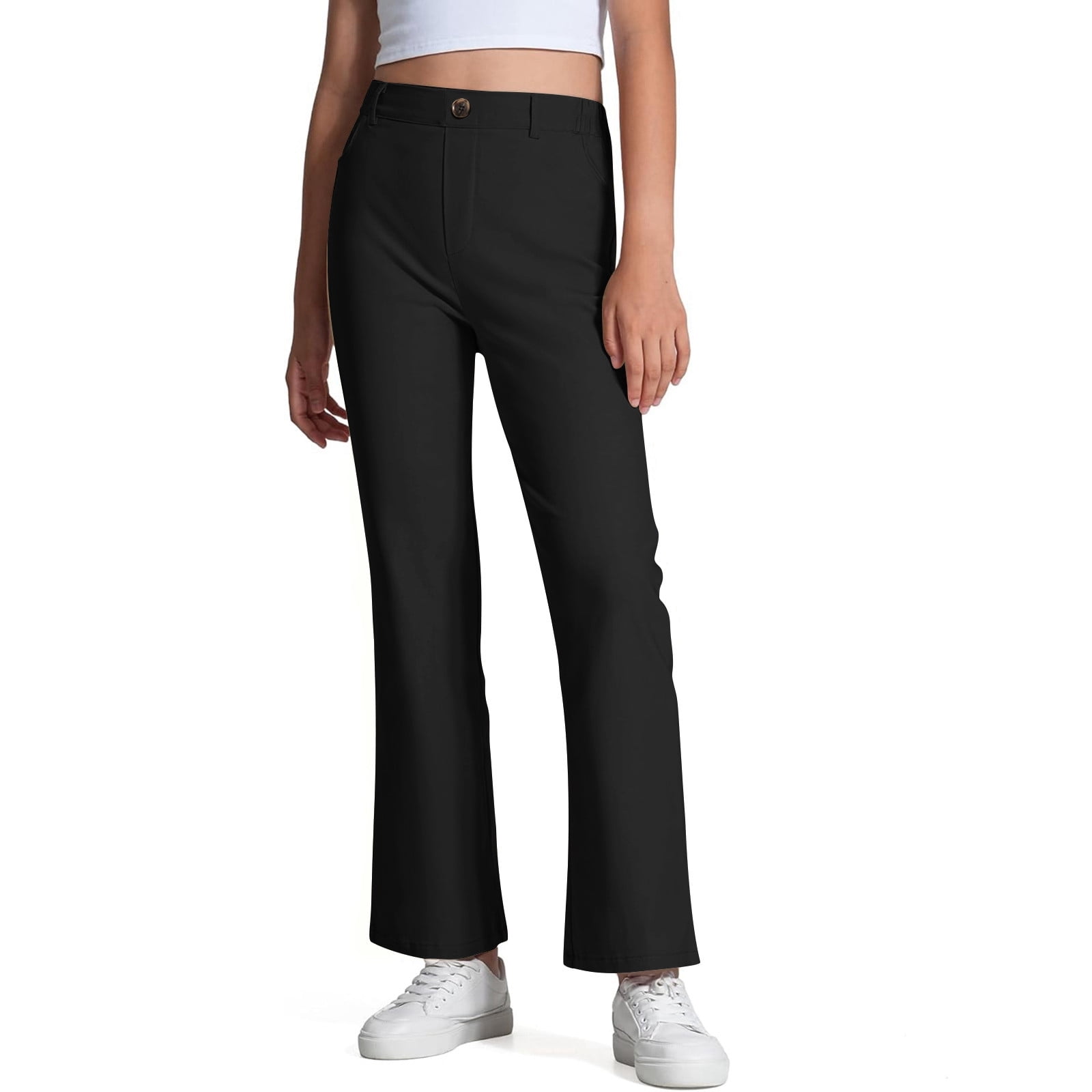 CAIVO Girls Boys Zipper Style Pants Kids Dress Pants Solid Color ...