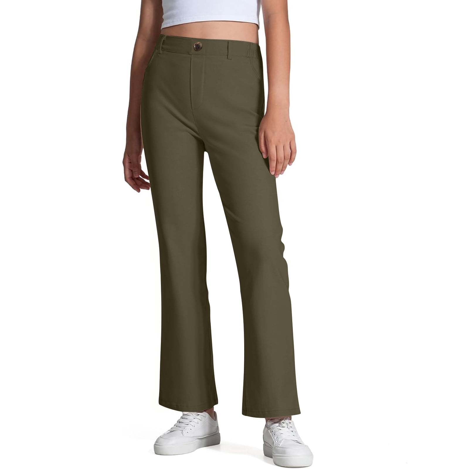 CAIVO Girls Boys Zipper Style Pants Kids Dress Pants Solid Color ...
