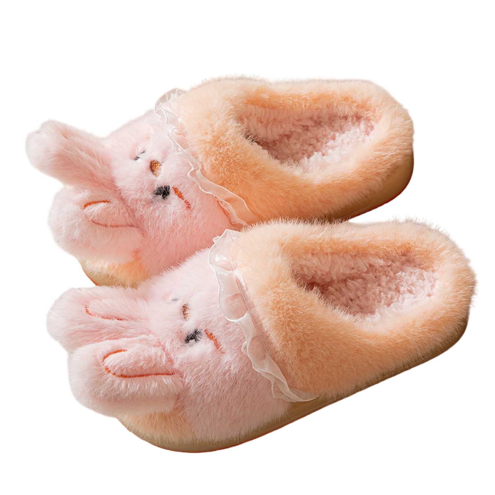 CAIVO Girls Bunny Slippers Indoor Shoes Warm Cozy Winter Slippers ...