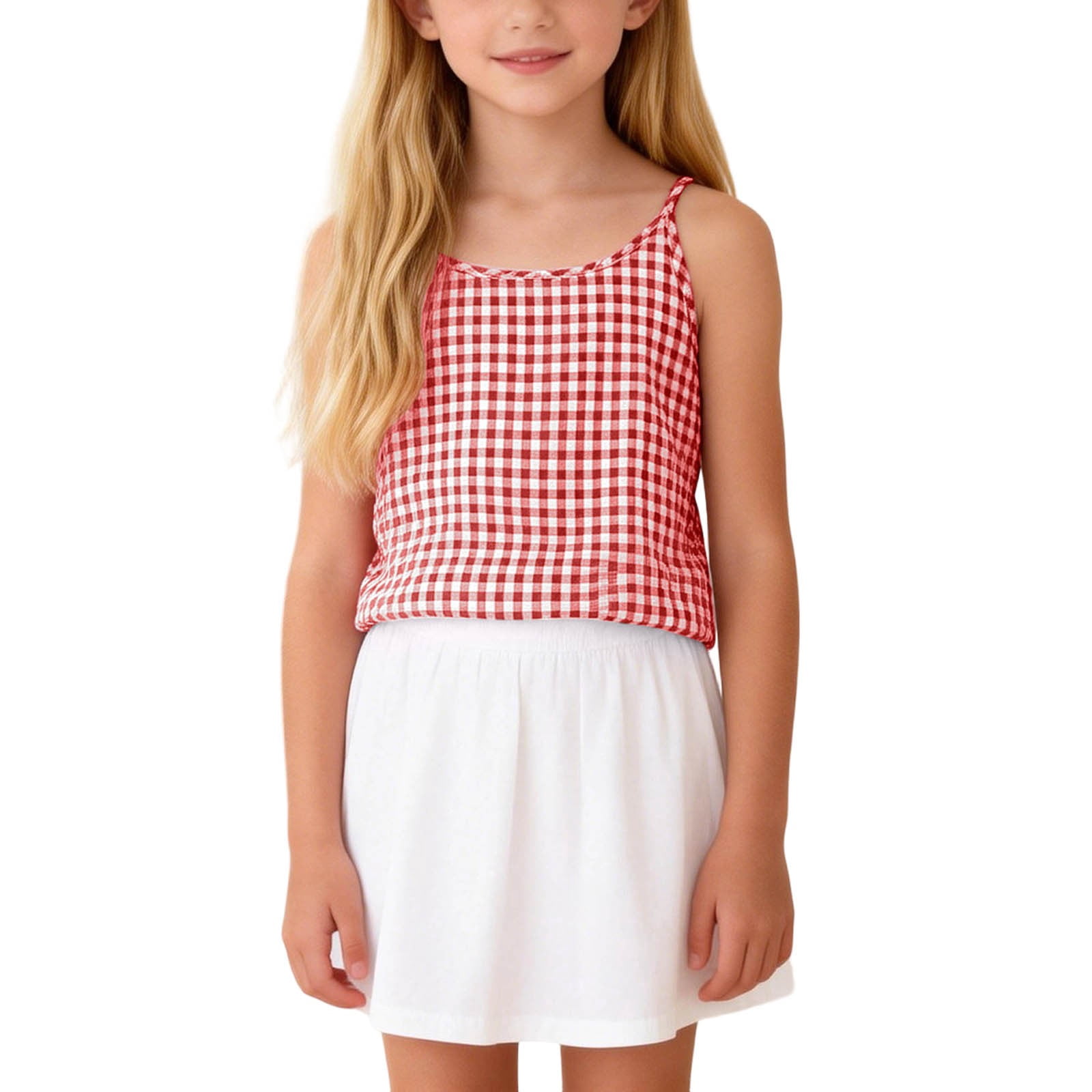 CAIVO Girls Camis Lightweight Summer Sleeveless Tank Tops Casual Plaid ...