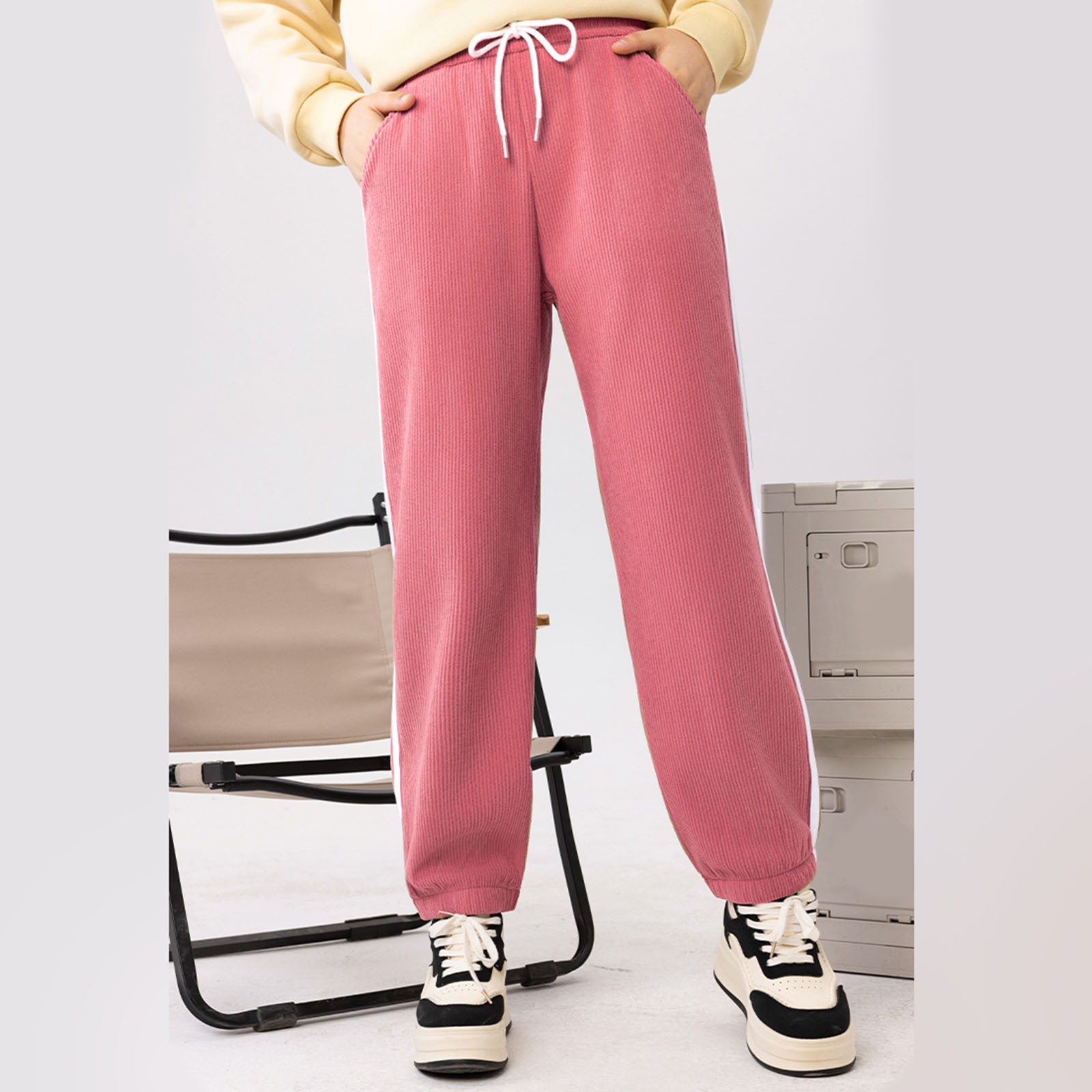 CAIVO Girls Corduroy Pants Winter Fuzzy Thick Casual Trousers For ...