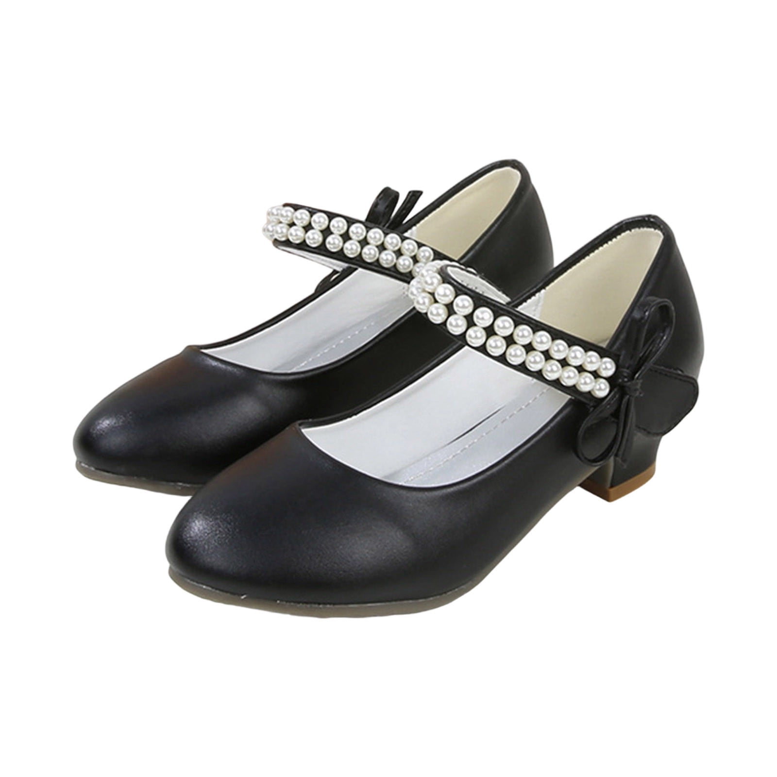 CAIVO Girls Dress Shoes High Heel Sparkly Flower Girl Shoes Closed Toe ...