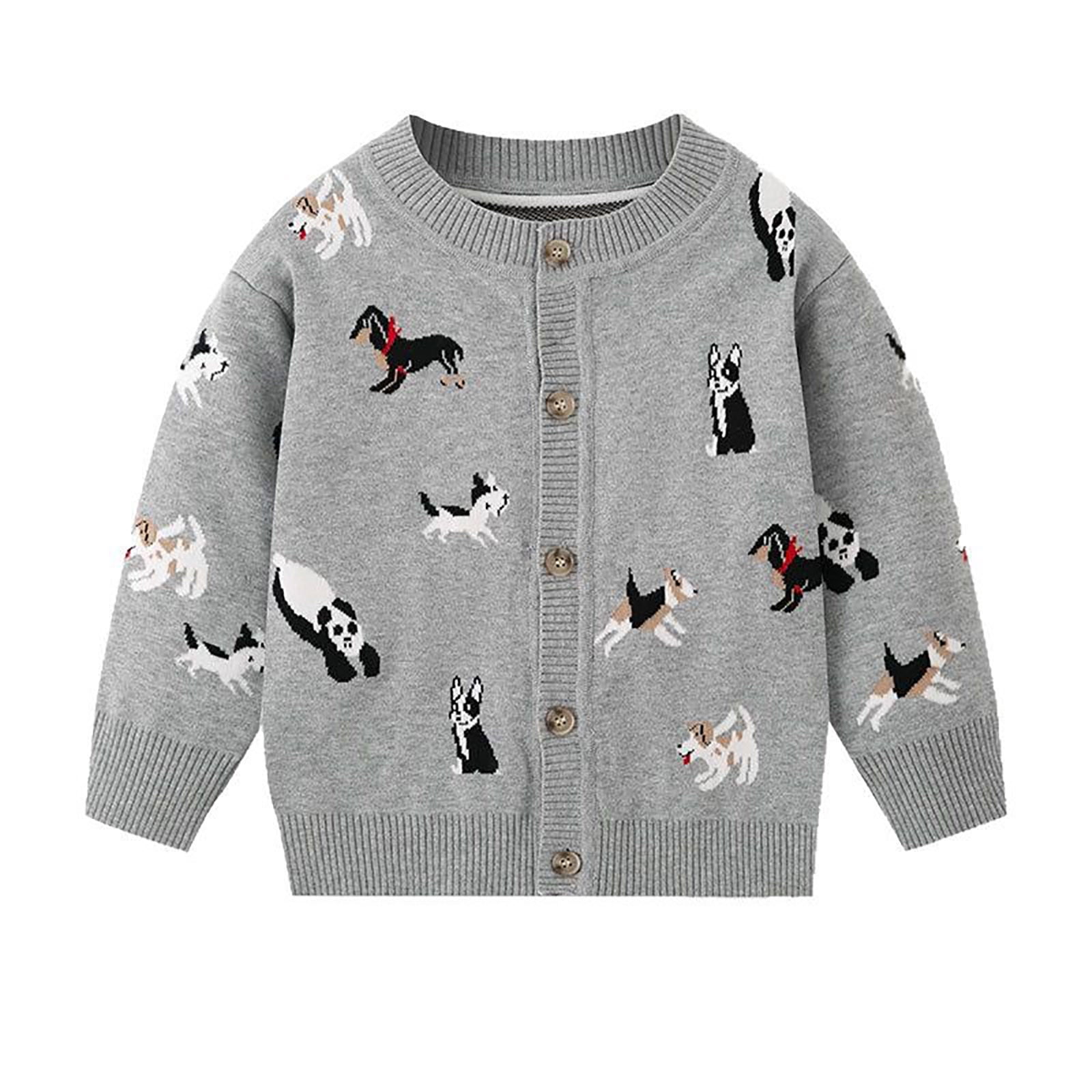 CAIVO Girls Knitted Cardigan Sweater Long Sleeve O-Neck Knitwear Coats ...