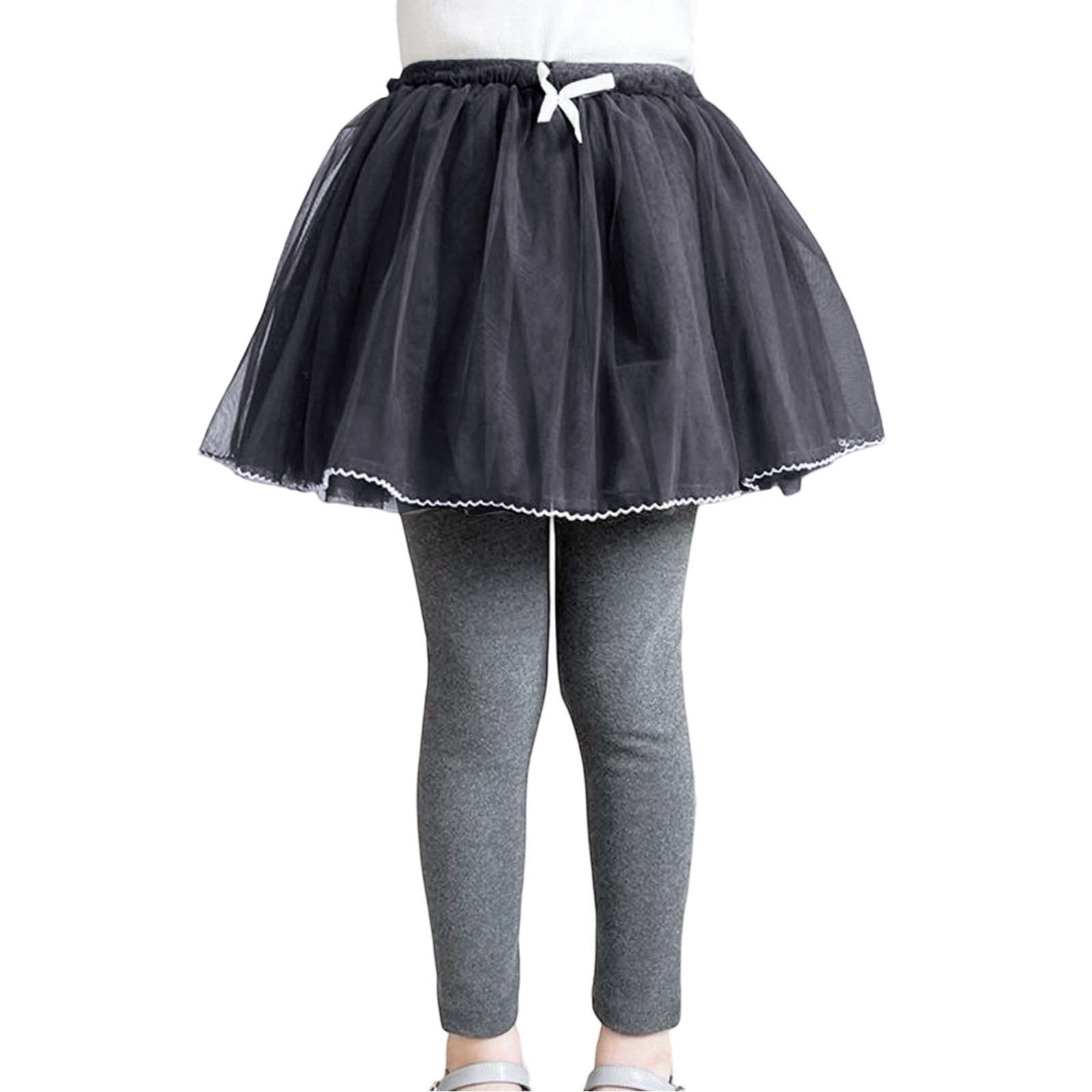 CAIVO Girls Leggings With Mesh Skirt Layered Toddler Pants Soft ...