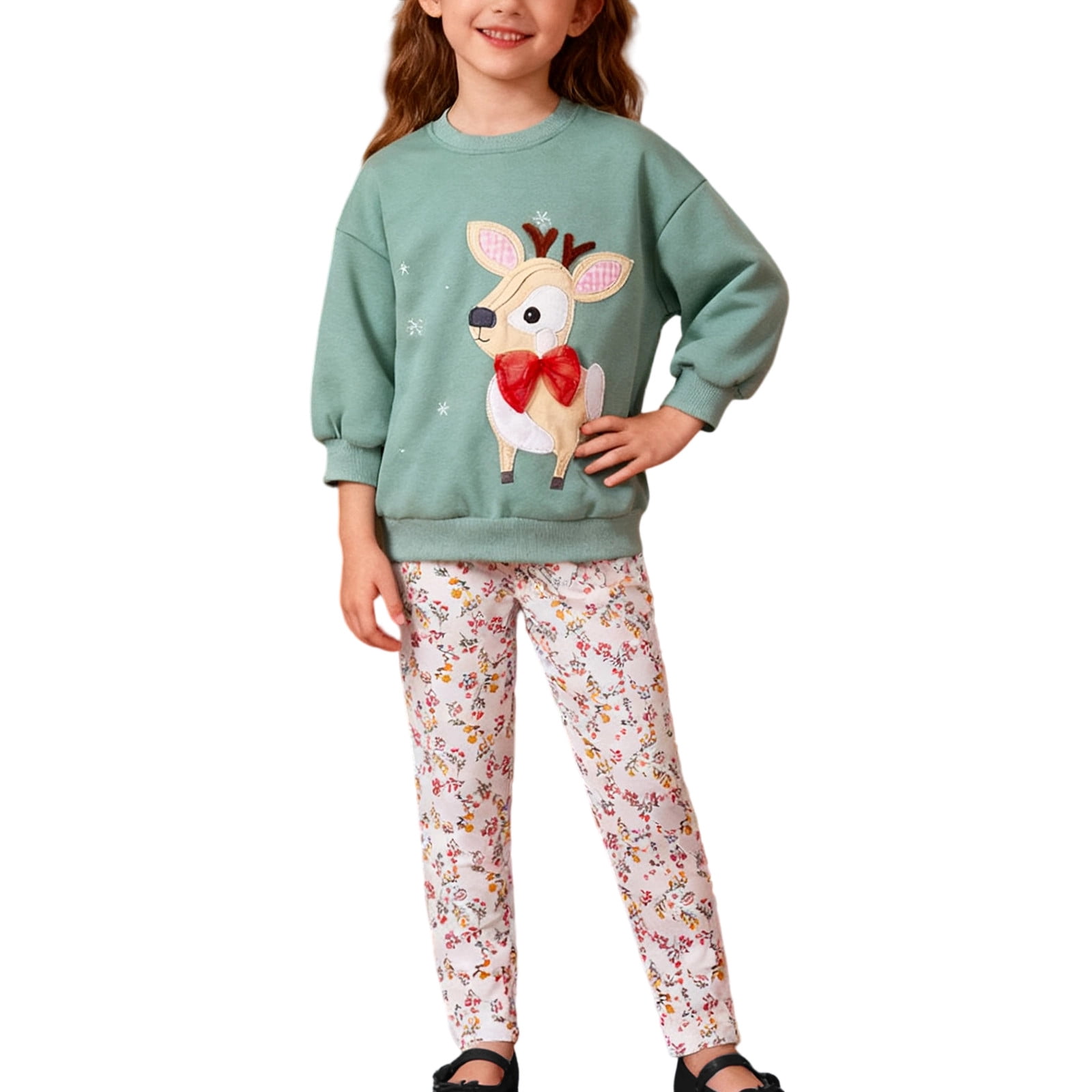 CAIVO Girls Long Sleeve Pajama Tops Pants With Cute Cartoon Print Cozy ...