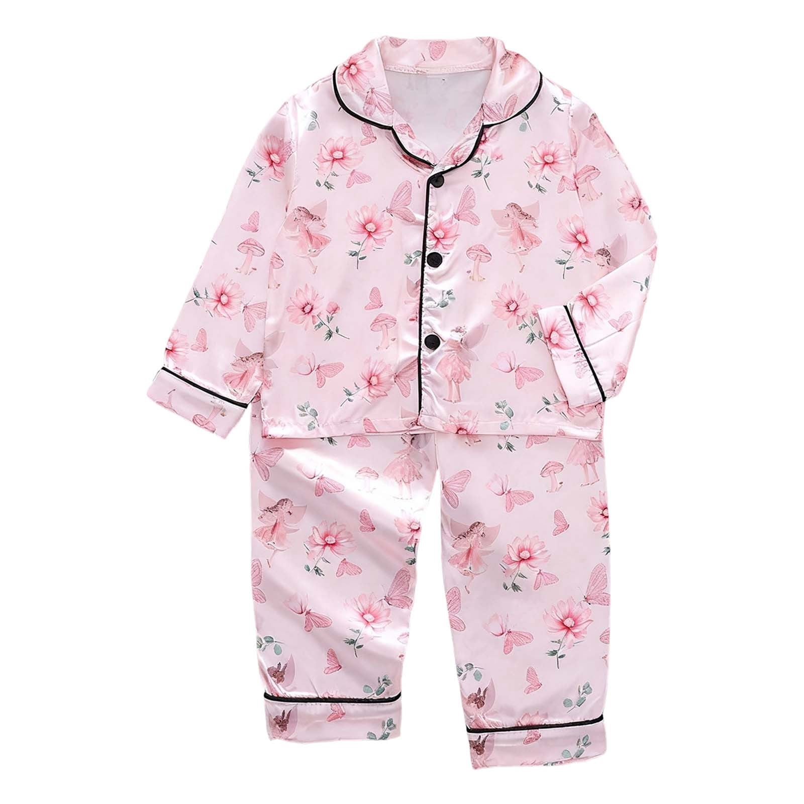 CAIVO Girls Long Sleeve Pajama Tops Pants Soft Printed Two Piece Tops ...
