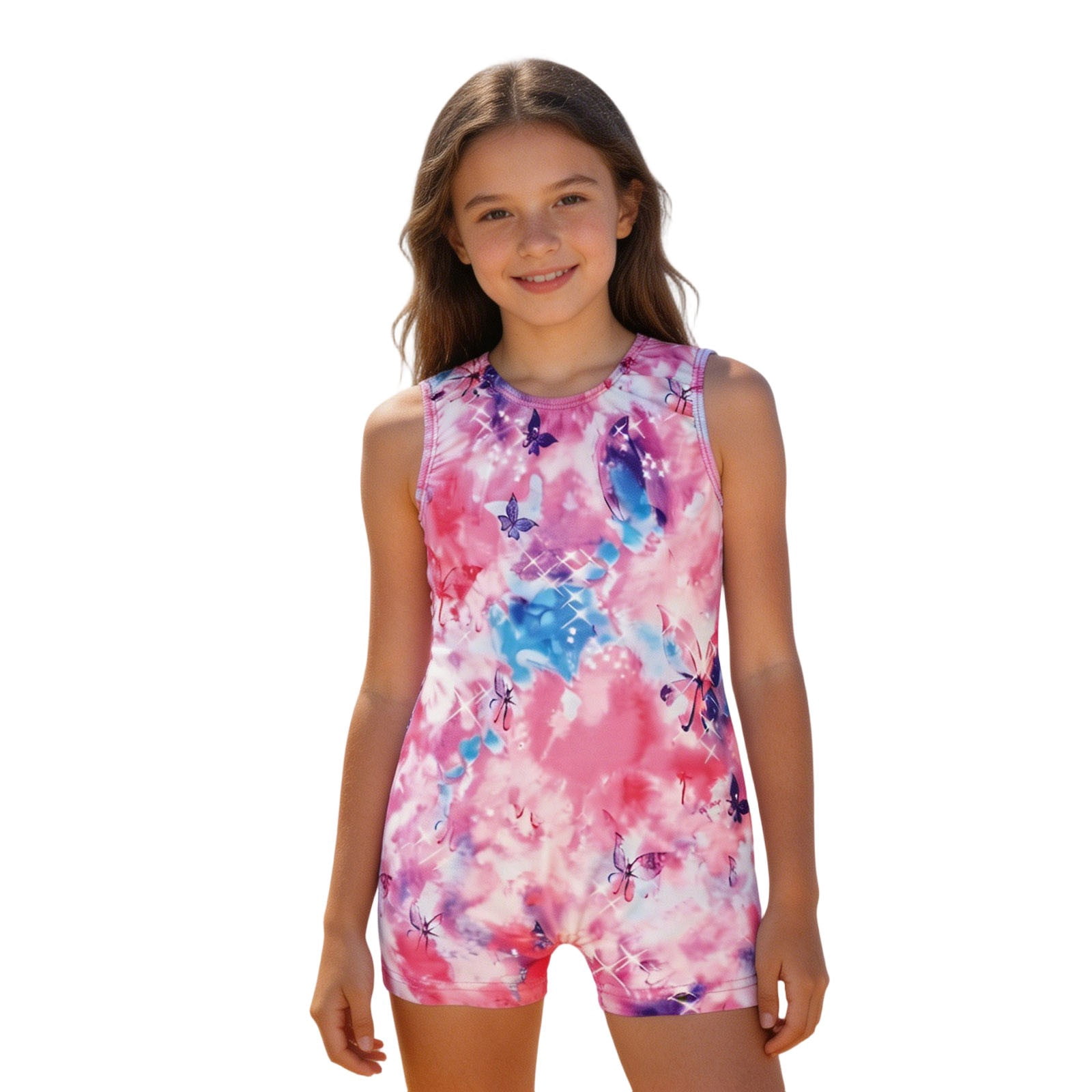 CAIVO Girls One-Piece Swimsuit For Kids Gradient Print Colorful Design ...