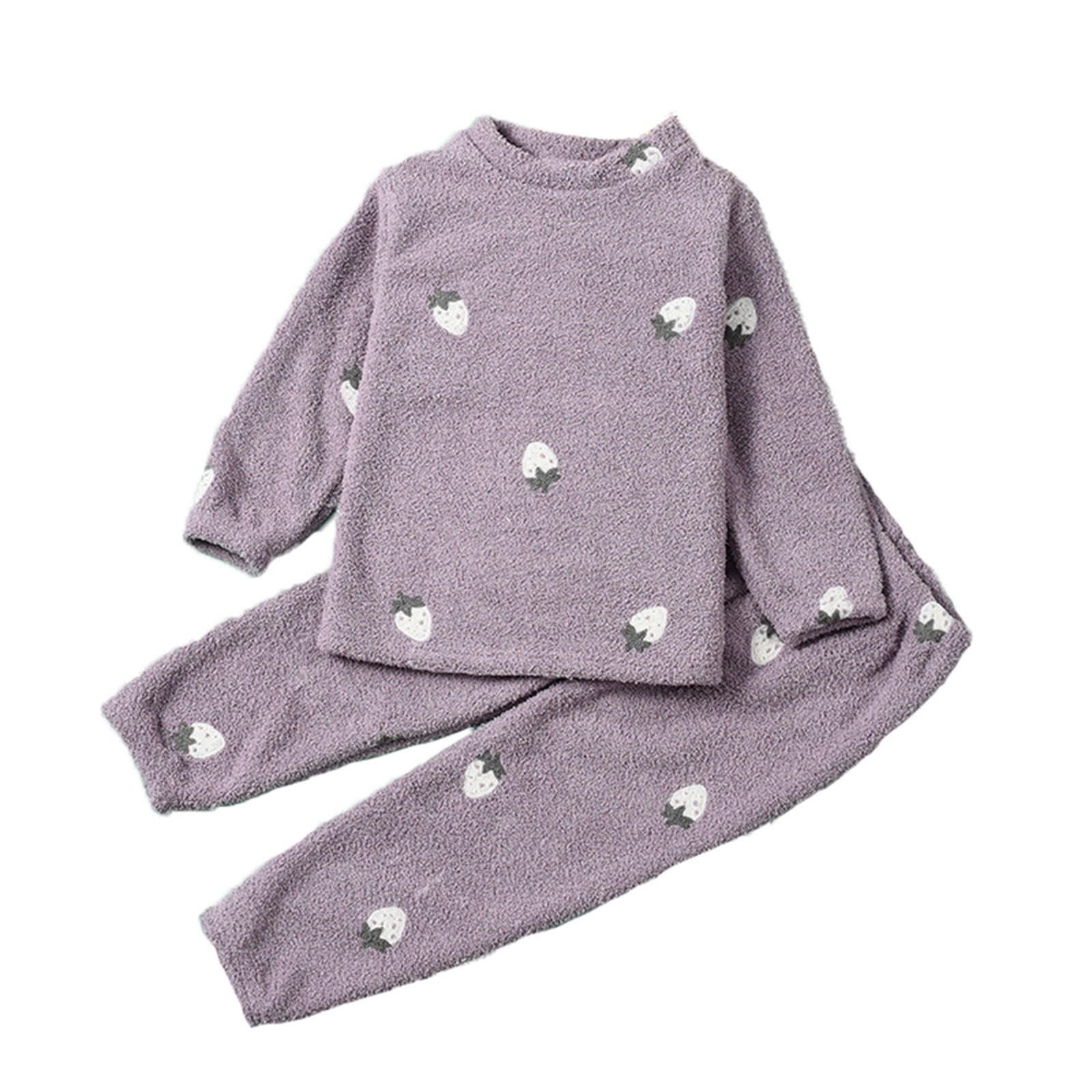 CAIVO Girls Pajama Winter Thermal O-Neck Long Sleeve Loungewear Heart ...