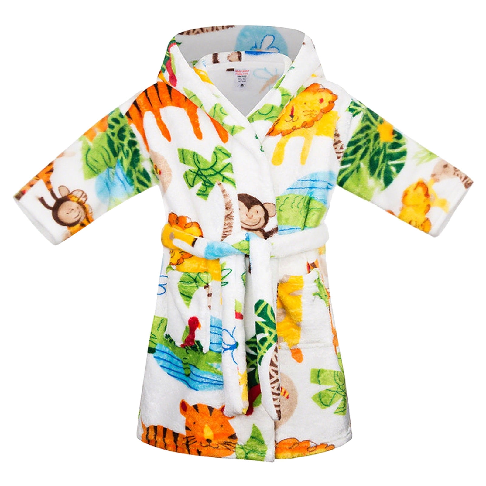 CAIVO Girls Sleepwear Cozy Robes Cartoon Print Hooded Nightwear Kids ...