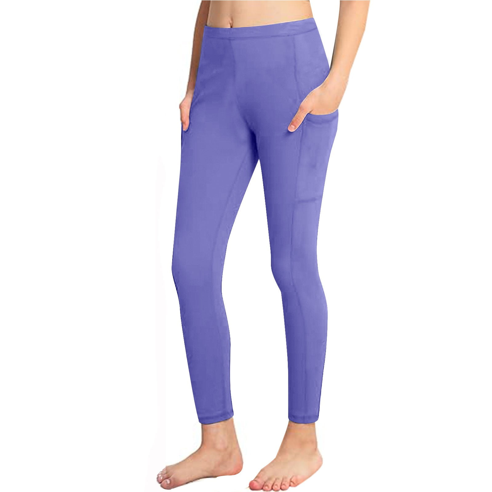 CAIVO Girls Solid Color Elastic Waist Yoga Leggings With Pockets ...