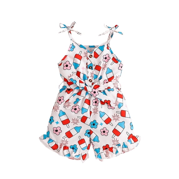 CAIVO Girls Summer Romper Jumpsuit With Patriotic Star Print Tank ...
