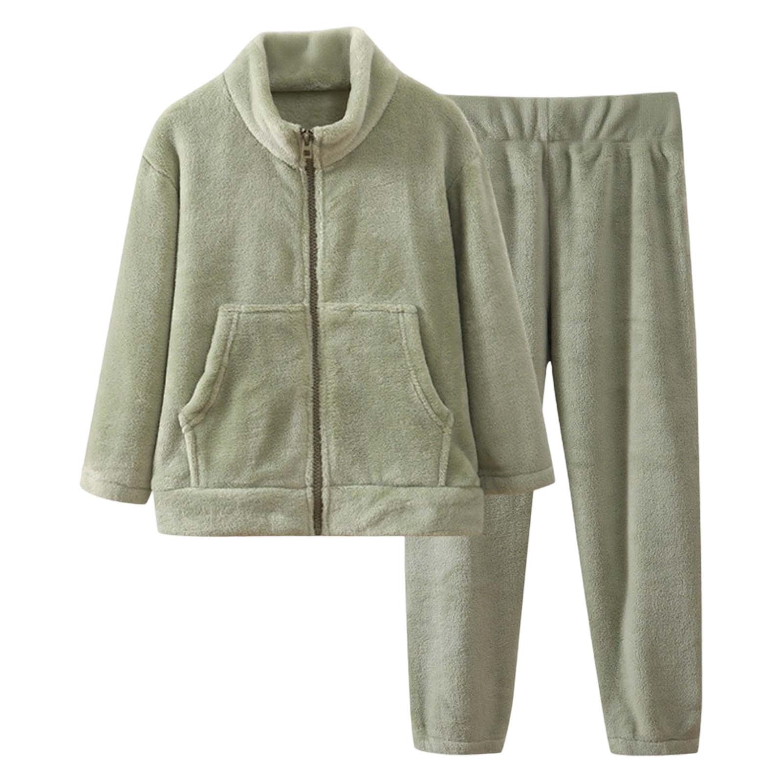 CAIVO Girls Winter Pajama Long Sleeve Thermal Loungewear Tops Pants ...