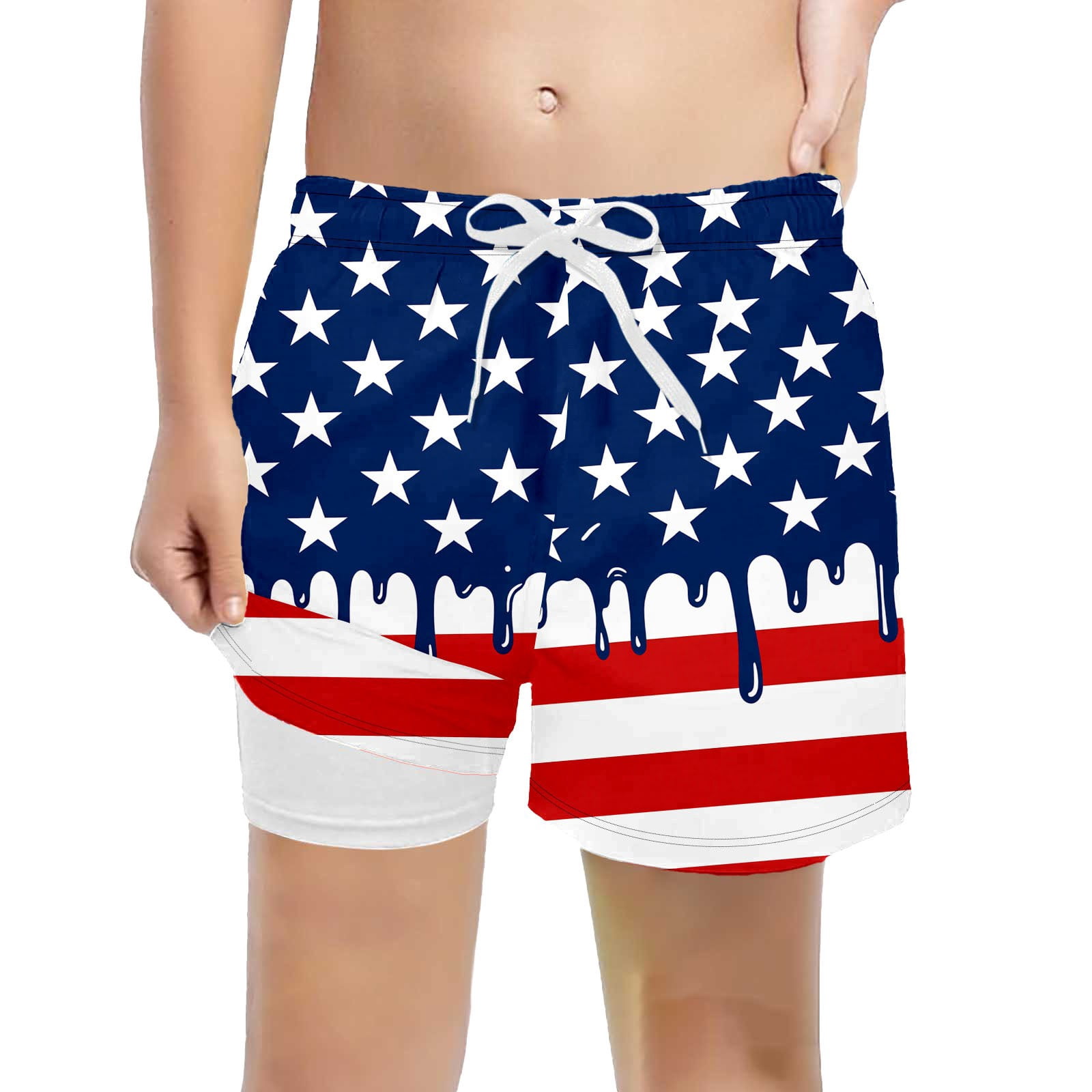 CAIVO Independence Day Boys Shorts Ice Cream Print Summer Swim Trunks ...