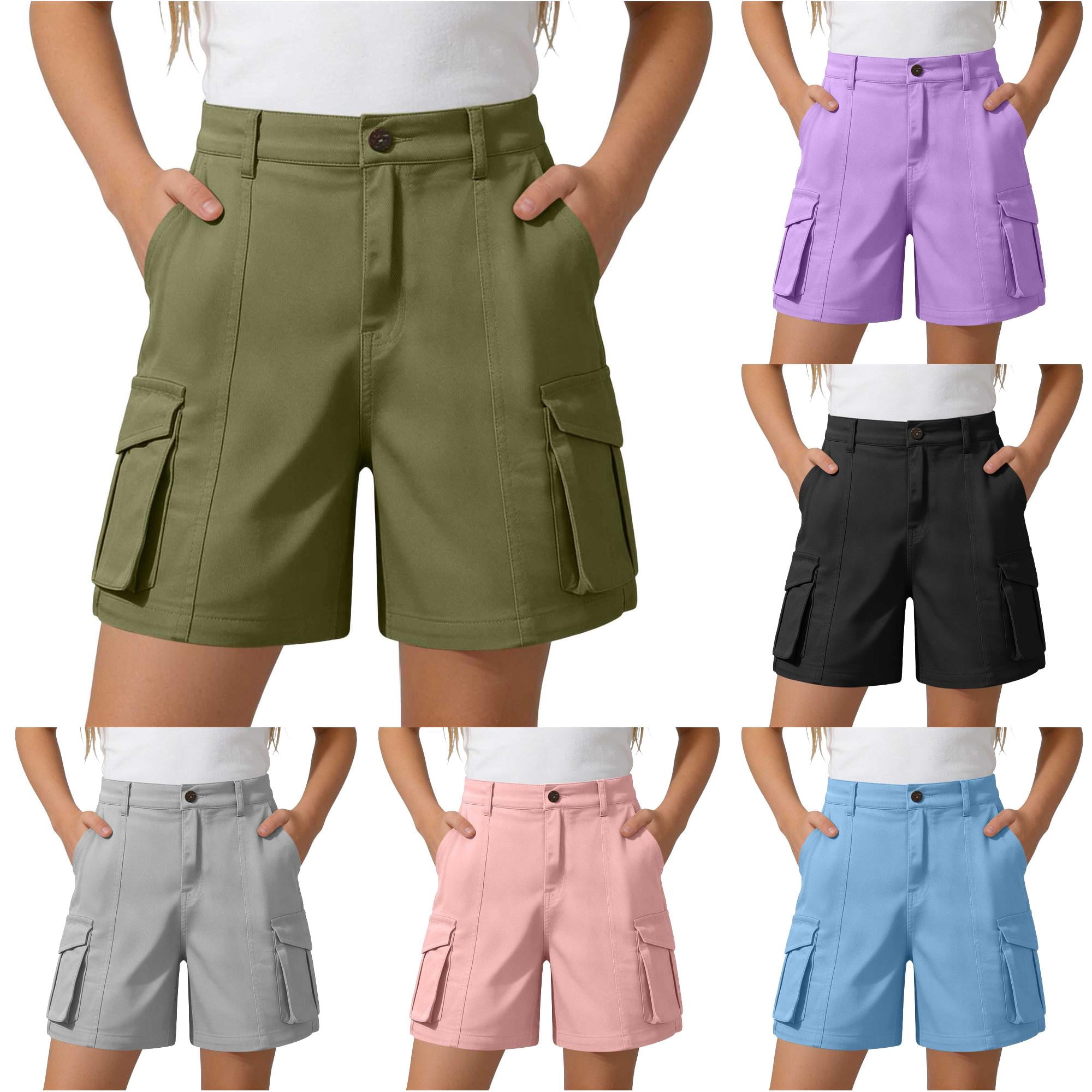 CAIVO Kids Boys Girls Button Elastic Waist Cargo Shorts Pull On Jogger ...