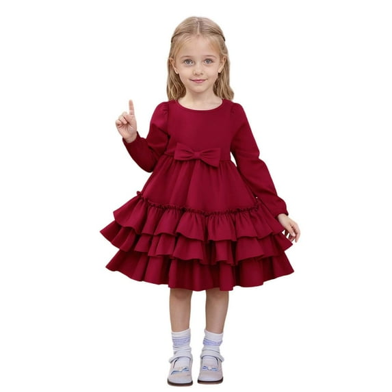 CAIVO Kids Casual Dresses Autumn Girls Party Dress Tiered Layered Gown ...