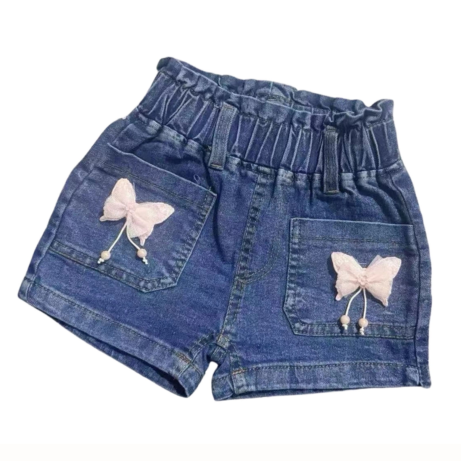 CAIVO Kids Elastic Waist Blue Denim Shorts For Girls Casual Summer ...