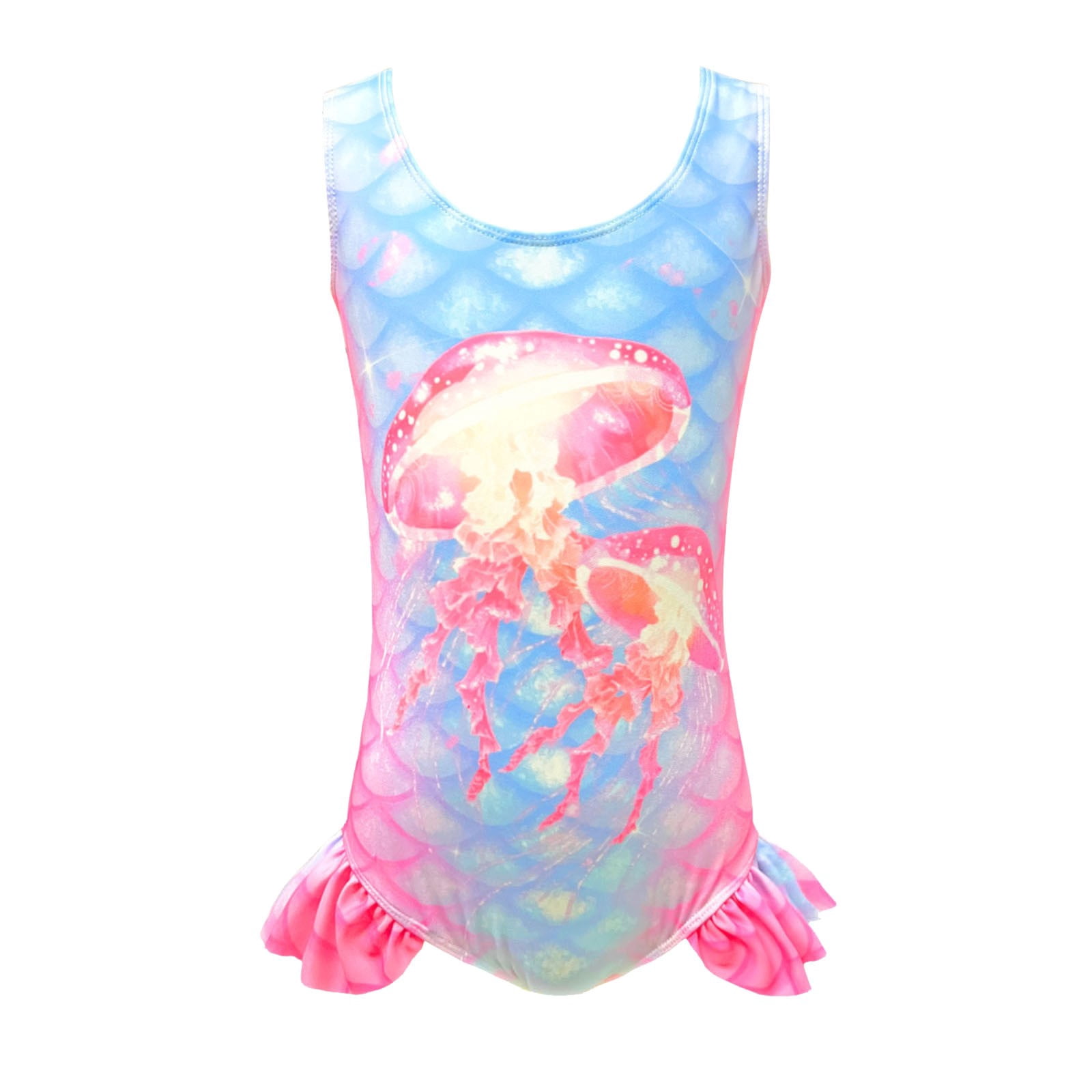 CAIVO Kids Girls One-Piece Swimsuit Tie Dye Print With Gradient Fish ...