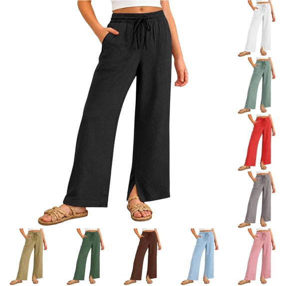 CAIVO Kids Girls Pants Wide Leg School Pants Child Summer Casual Beach ...