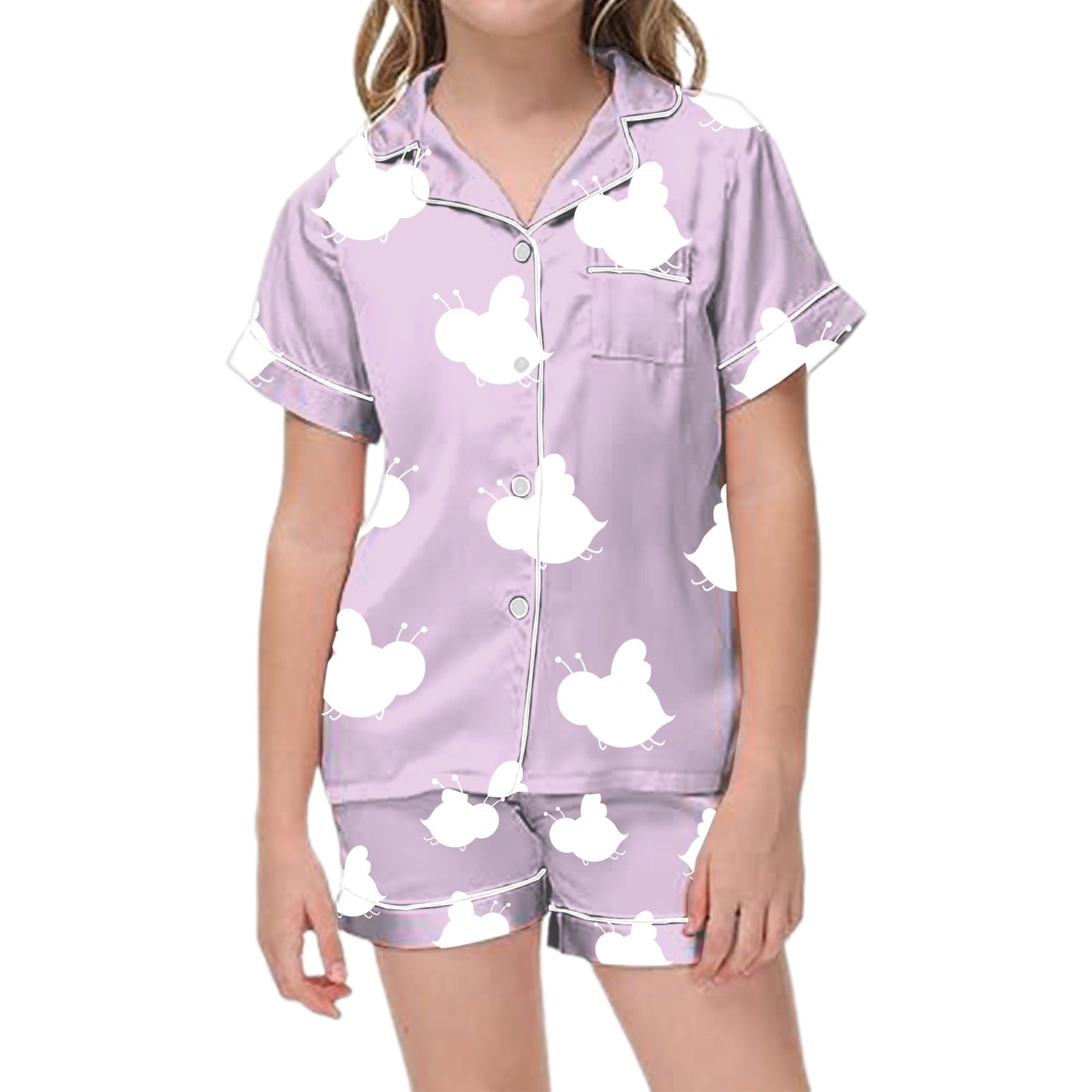 CAIVO Kids Outfit Sets Toddler Cartoon Printed Button Down Lapel Short ...