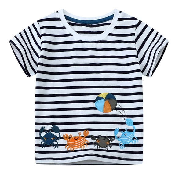 CAIVO Little Boys T-Shirts Short Sleeve Cartoon Animal Embroidery ...