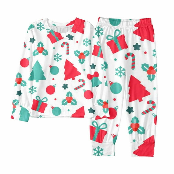 CAIVO Long Sleeve Tops Pants Festive Holiday Santa Print Girls Outfit ...