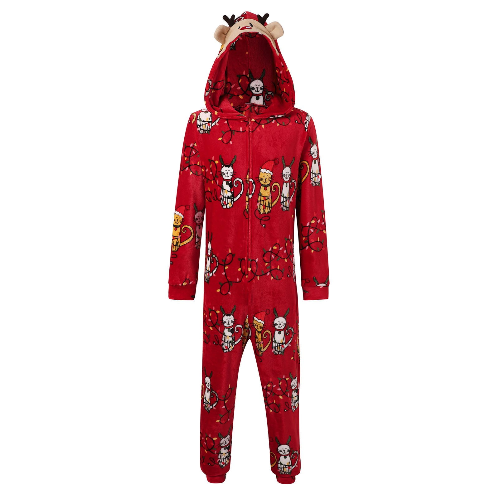 CAIVO Men Christmas Family Matching Pajamas Hooded Jumpsuits Long ...