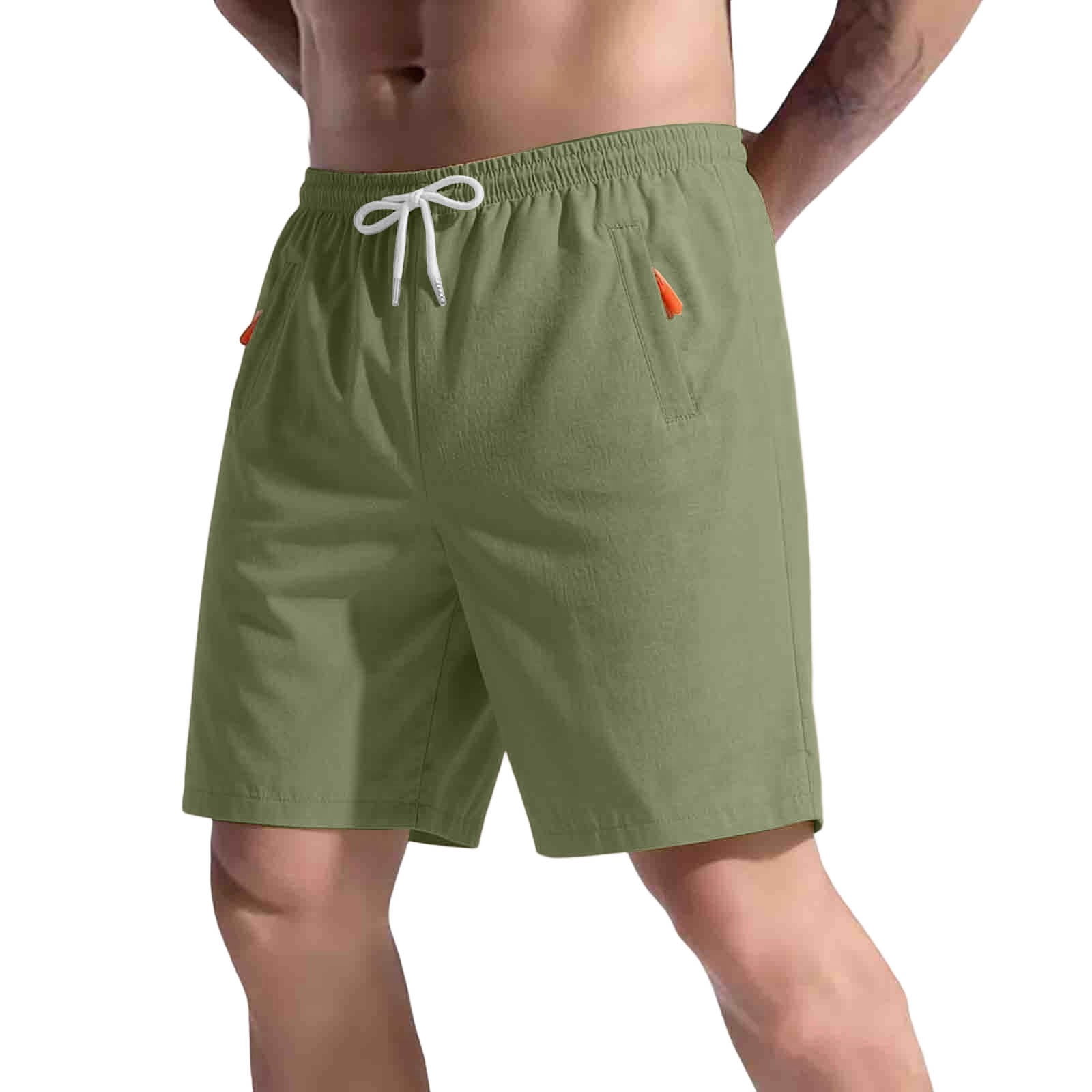 CAIVO Men's Beach Shorts With Pockets Elastic Waist Loose Fit Solid ...