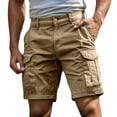 CAIVO Men's Cargo Shorts Versatile Solid Color Relaxed Fit Button ...