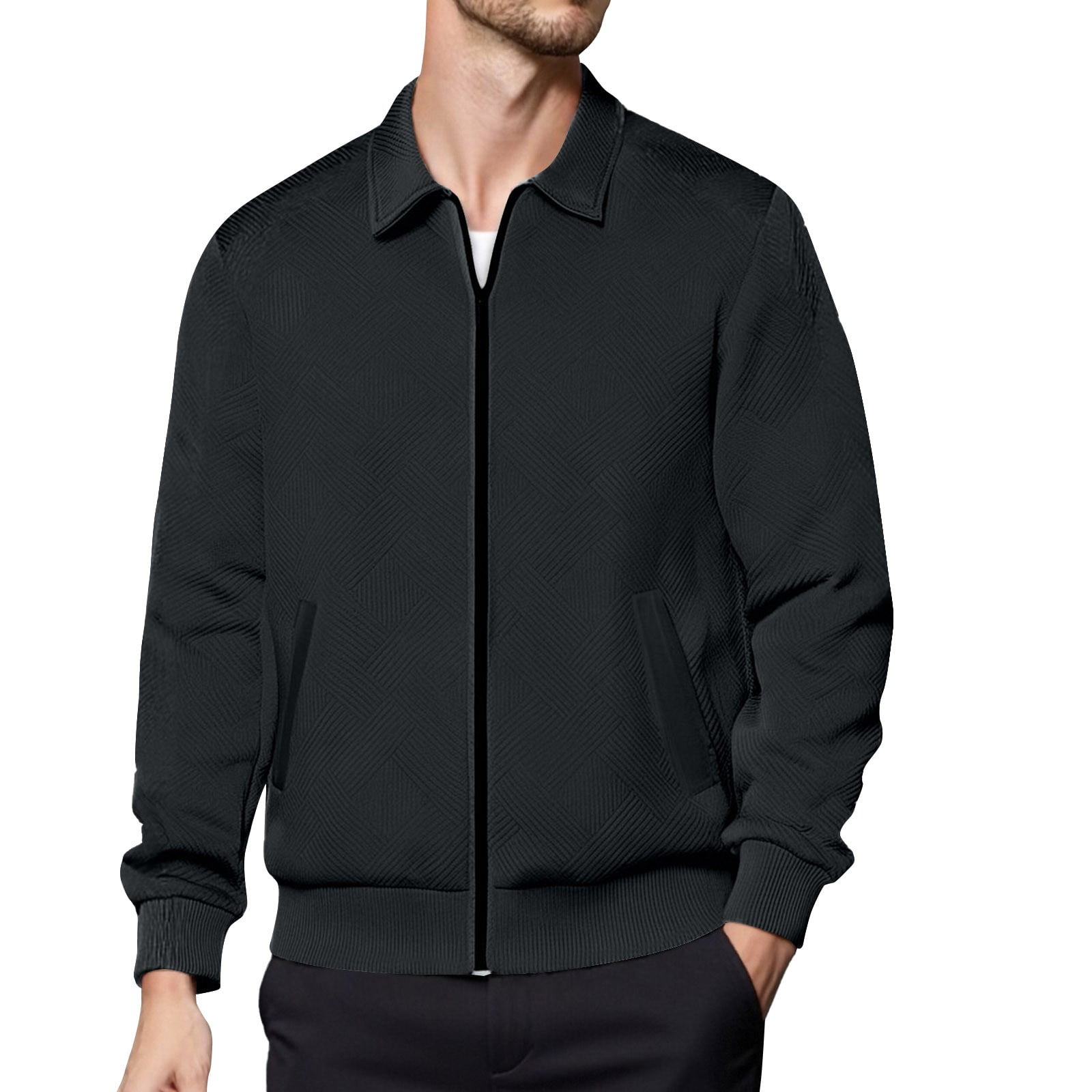 CAIVO Men's Casual Jackets Fall Stylish Knit Zipper Cardigan Jacket For ...