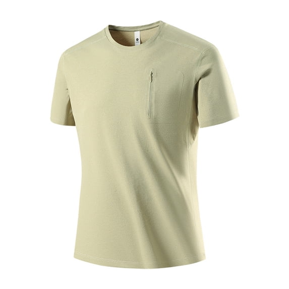 CAIVO Men's Summer Ice Silk T-Shirts Father's Day Mesh Zipper Pocket ...