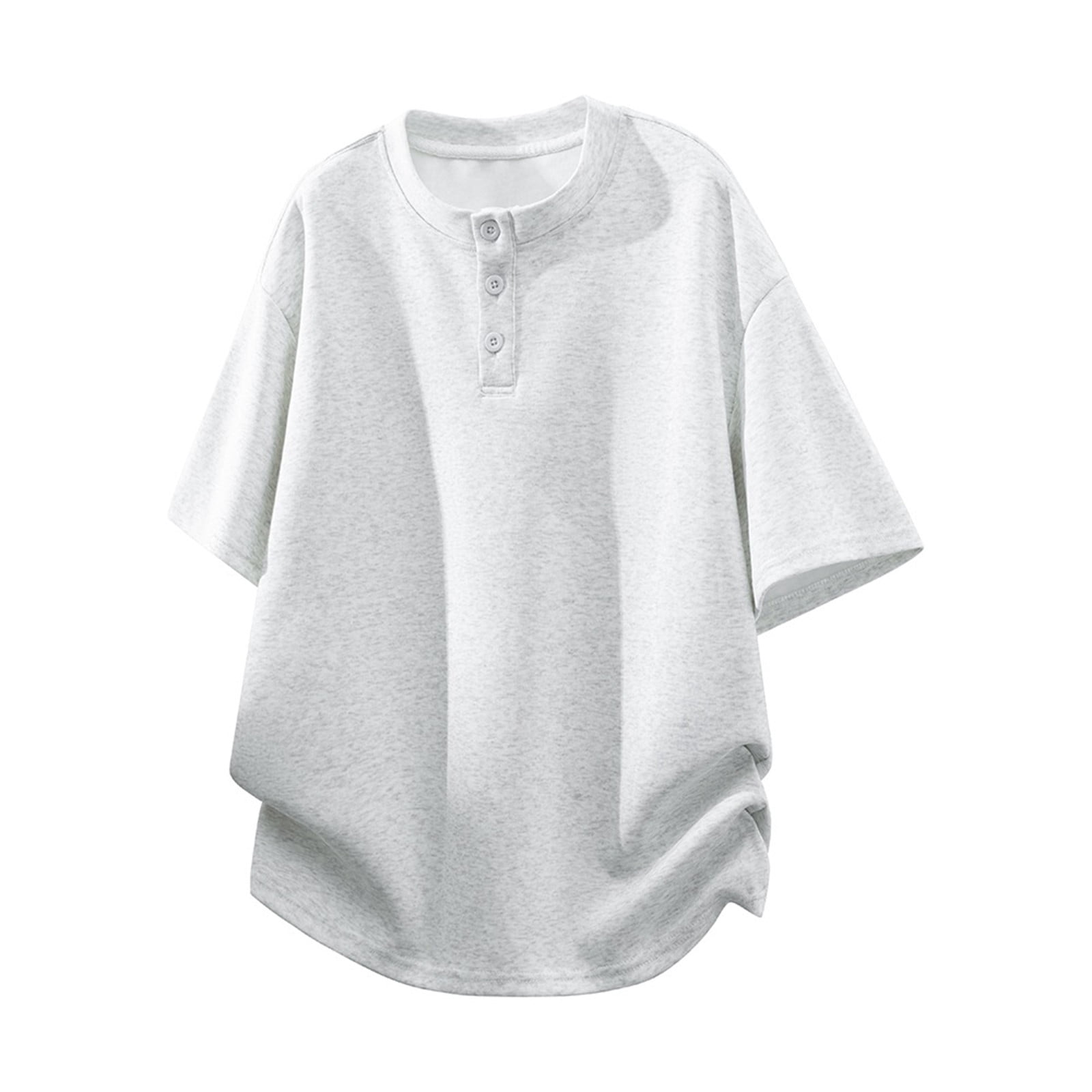 CAIVO Mens Solid Color T-Shirts Henley Neck Button Short Sleeve Casual ...