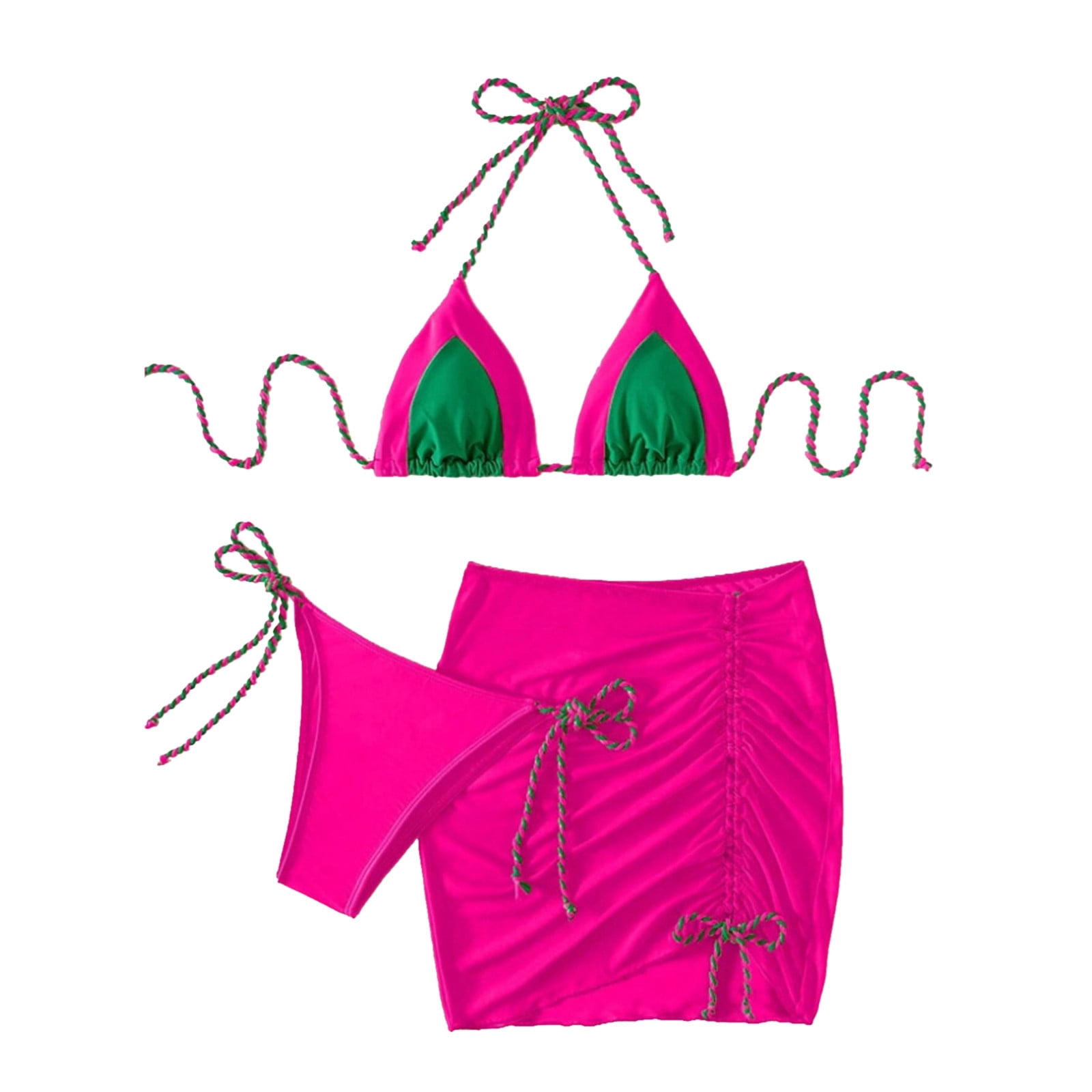 CAIVO Sexy Women 3PCS Bikini Set Stylish Split Swimwear Adjustable Top ...