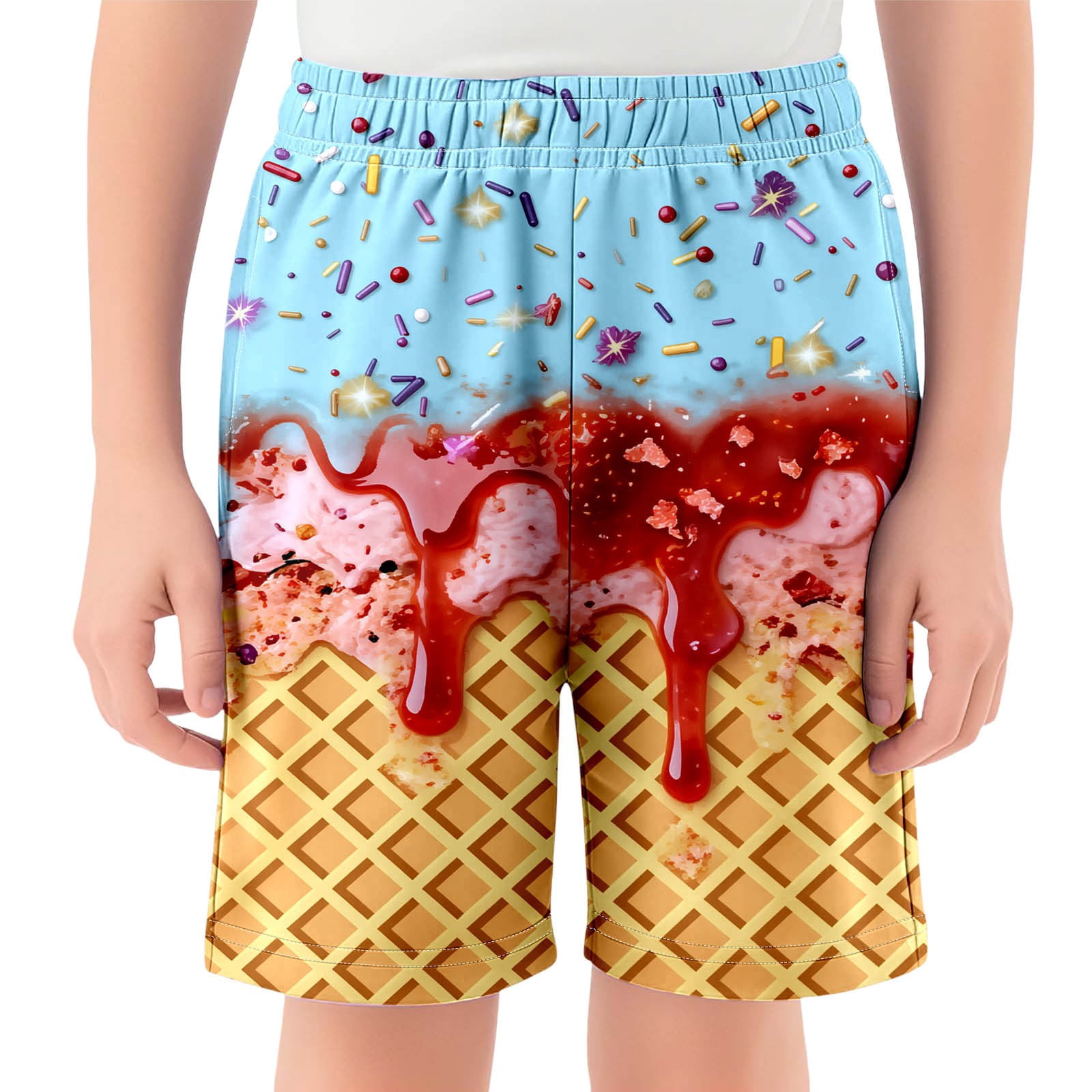 CAIVO Shorts Ice Cream Printed Boys Summer Cozy Everyday For Kids Soft ...