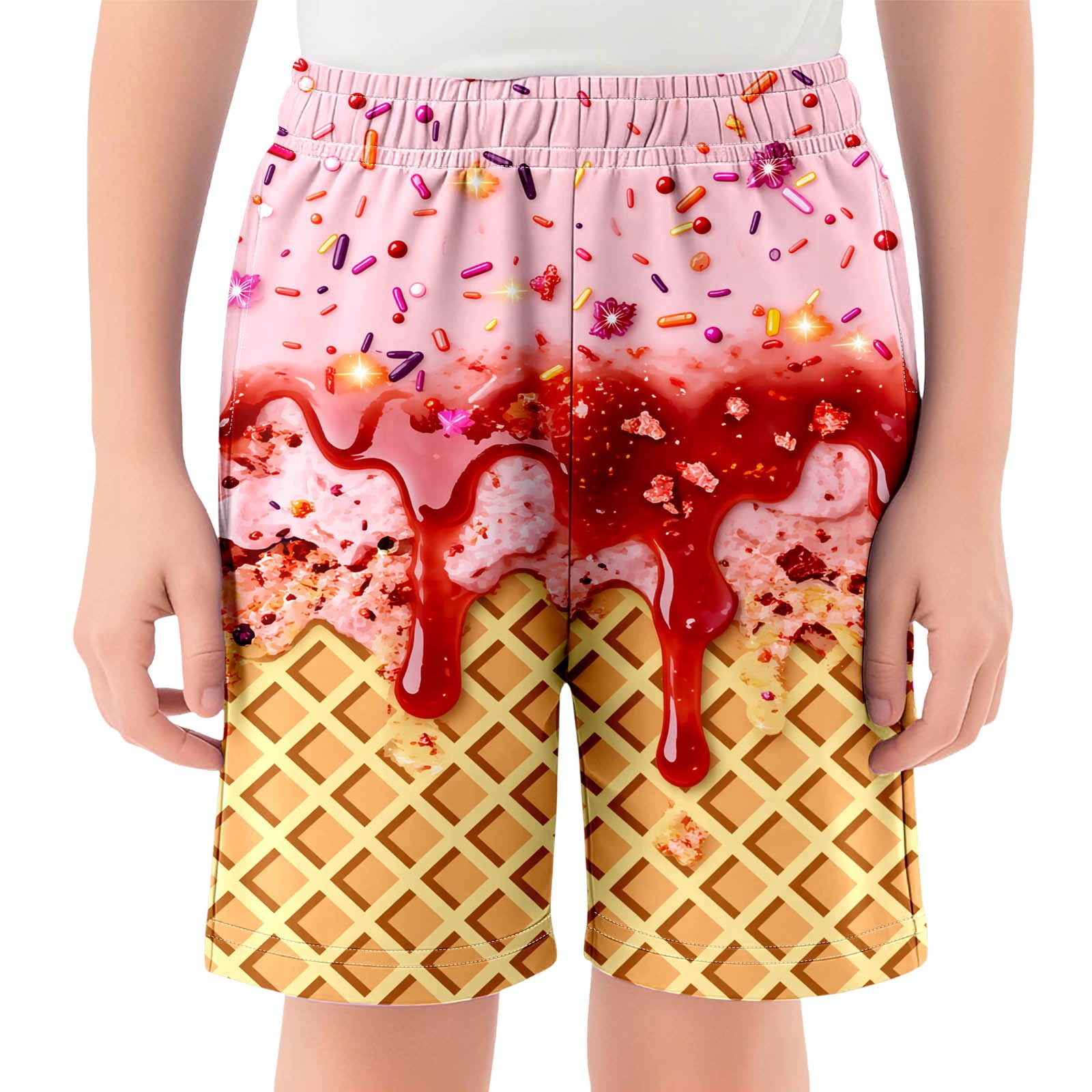 CAIVO Shorts Ice Cream Printed Boys Summer Cozy Everyday For Kids Soft ...
