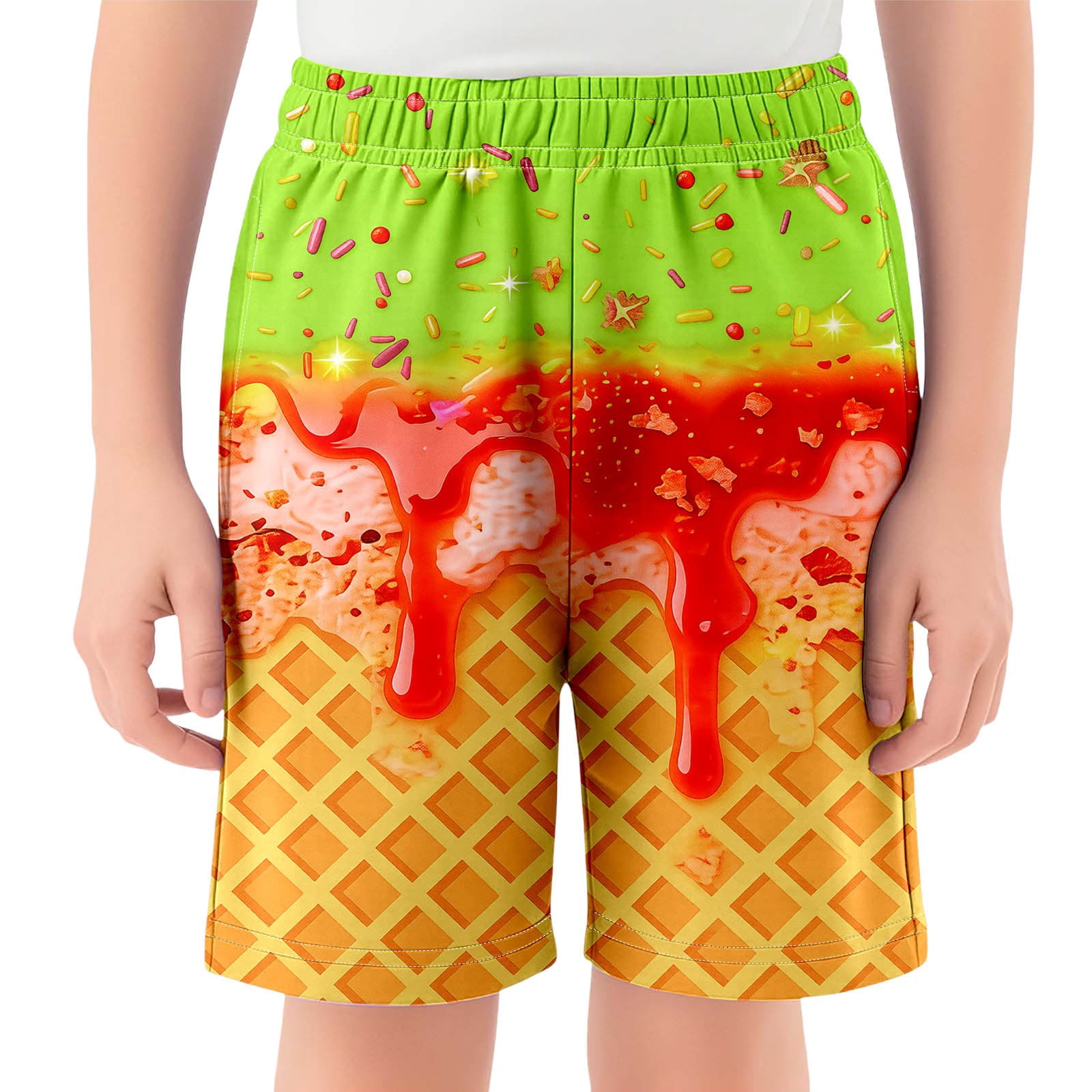 CAIVO Shorts Ice Cream Printed Boys Summer Cozy Everyday For Kids Soft ...